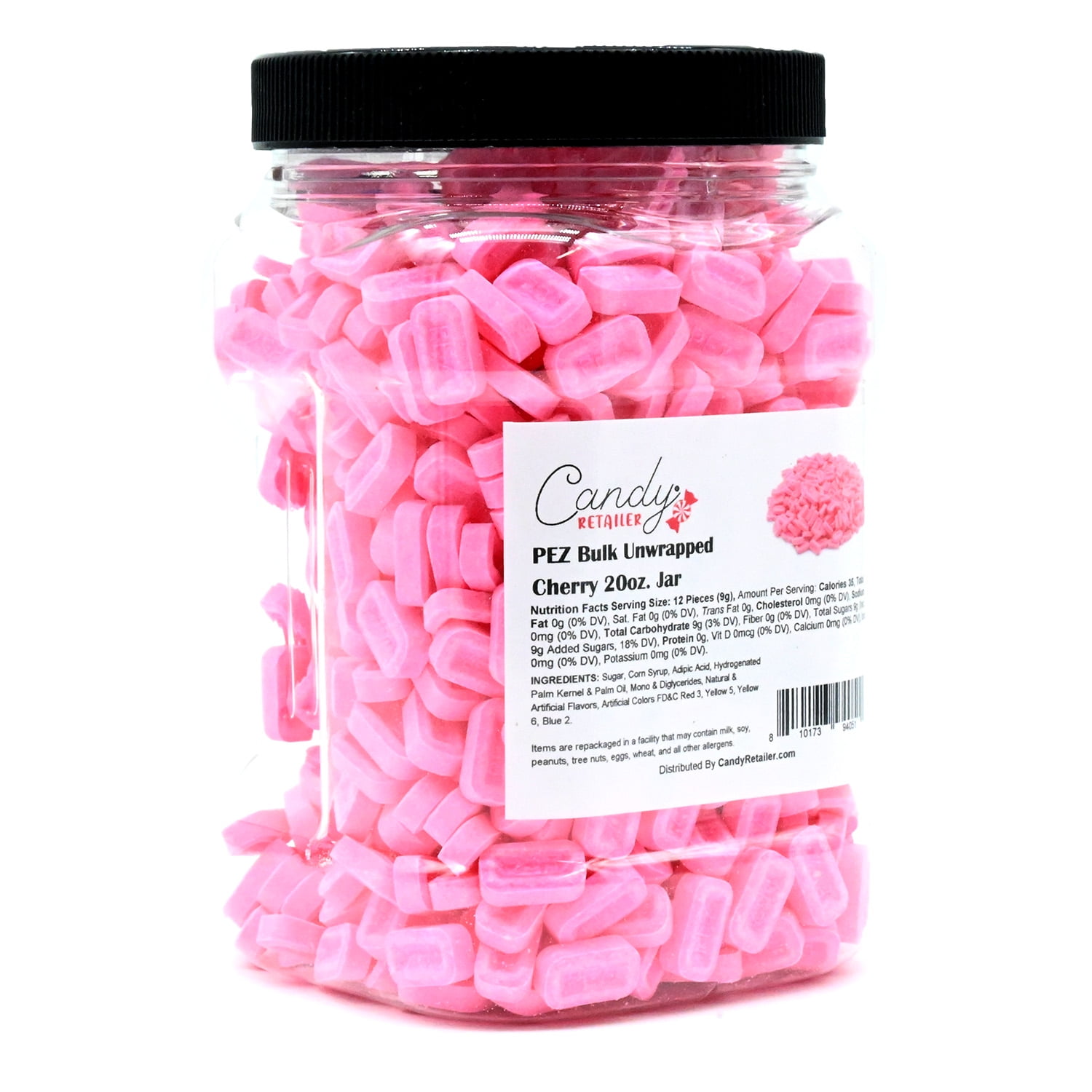 CandyRetailer PEZ Bulk Unwrapped Candy Refills, Cherry Flavor, 20oz Jar ...