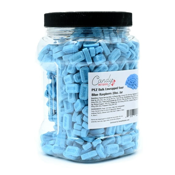 PEZ Bulk Unwrapped Candy Refill 20oz Jar (Sour Blue Raspberry ...