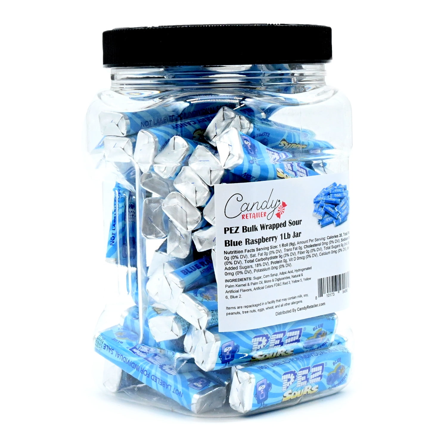 PEZ Bulk Wrapped Candy Refill 1Lb Jar (Sour Blue Raspberry) - Walmart.com
