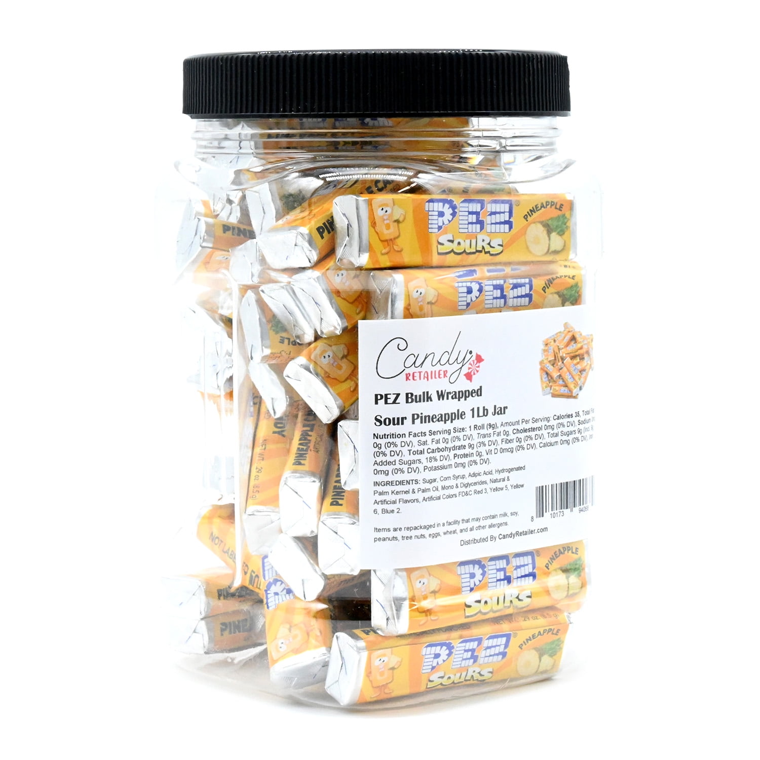 PEZ Bulk Wrapped Candy Refill 1Lb Jar (Sour Pineapple) - Walmart.com
