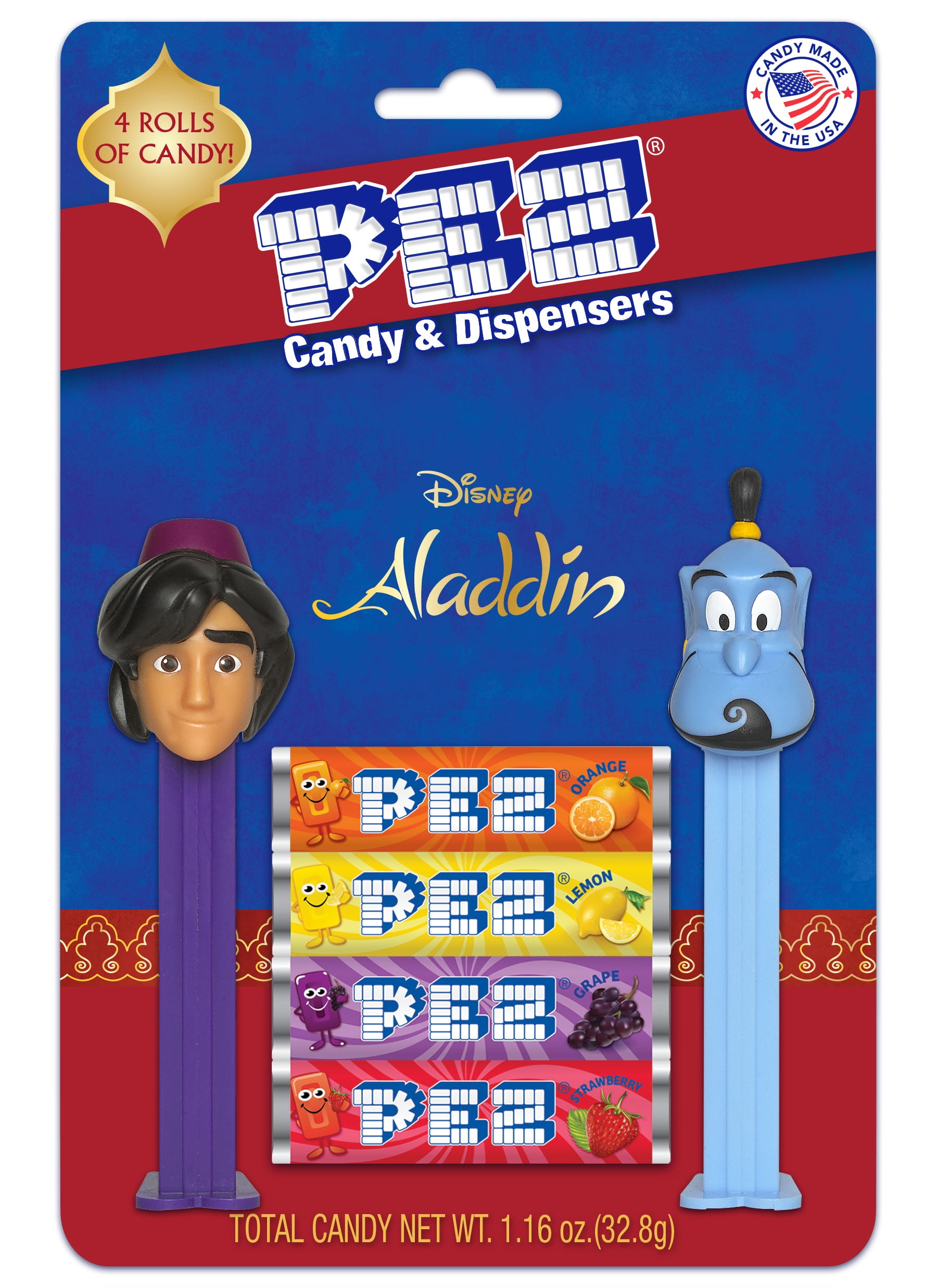 PEZ Candy Aladdin 2 Dispensers Plus 4 Rolls Assorted Fruit Candy, 1 ...