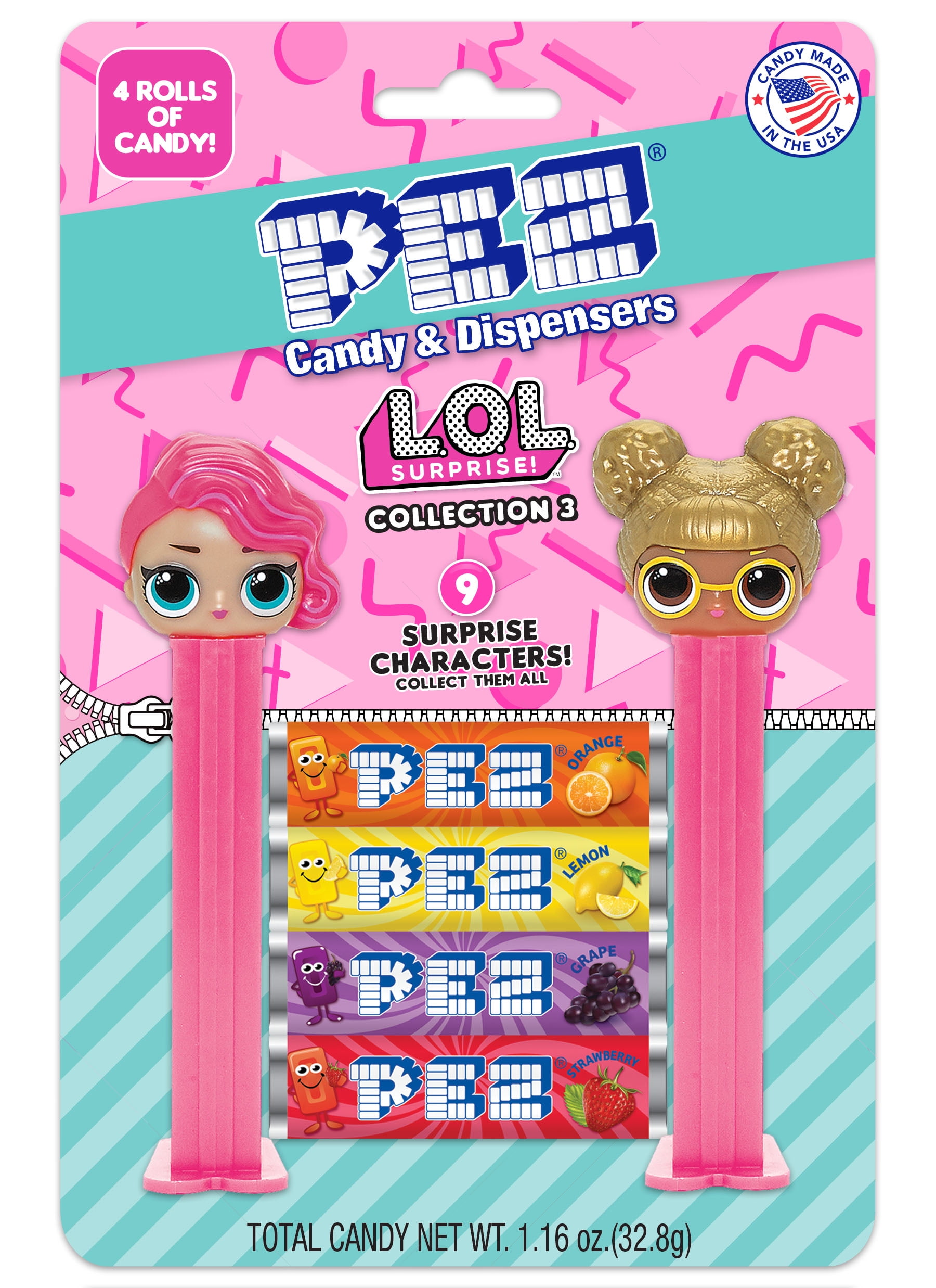 PEZ Candy LOL Surprise 2 Dispensers Plus 4 Rolls Assorted Fruit Candy ...