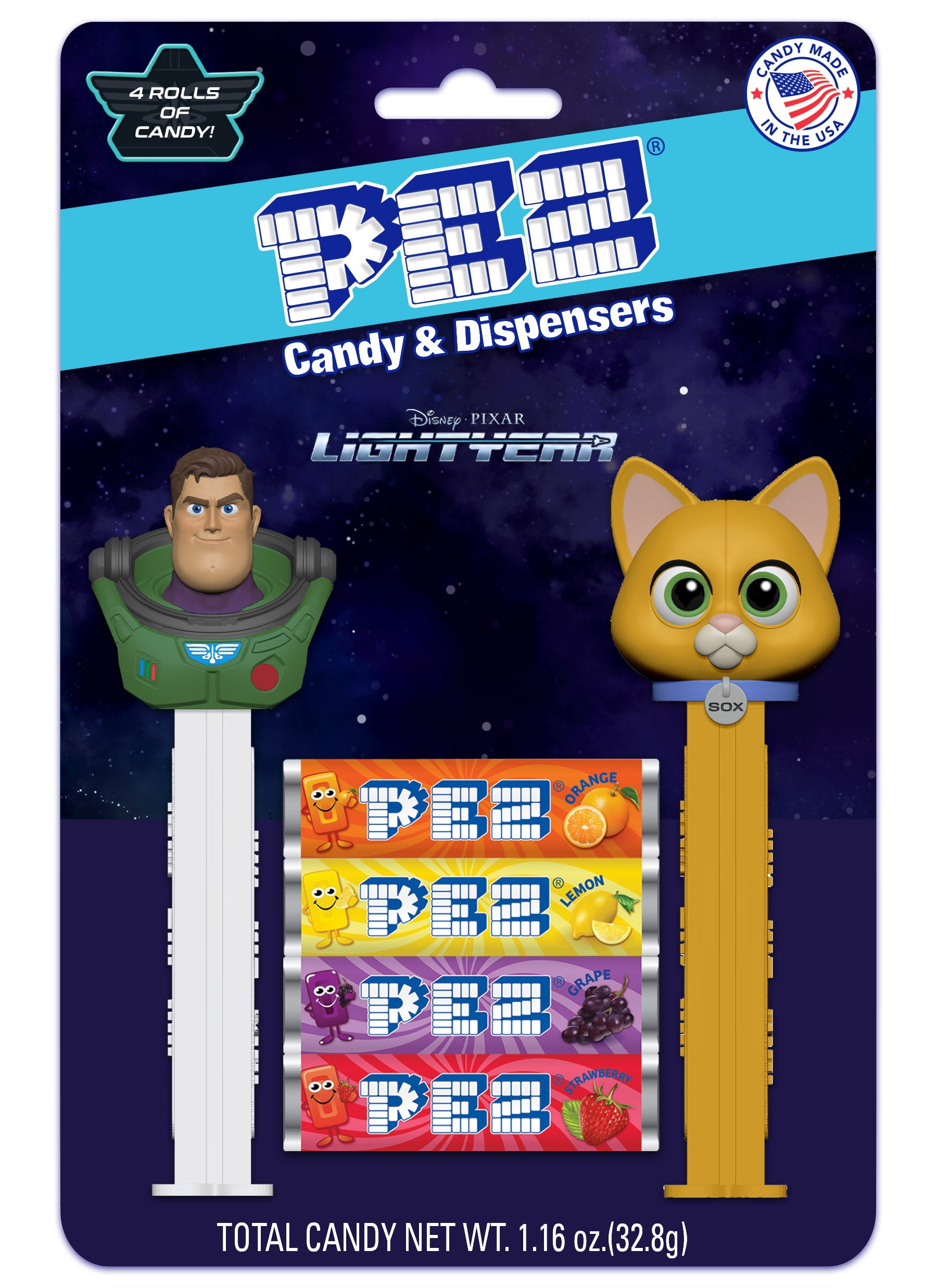 PEZ Candy Lightyear 2 Dispensers Plus 4 Rolls Assorted Fruit Candy, 1 ...