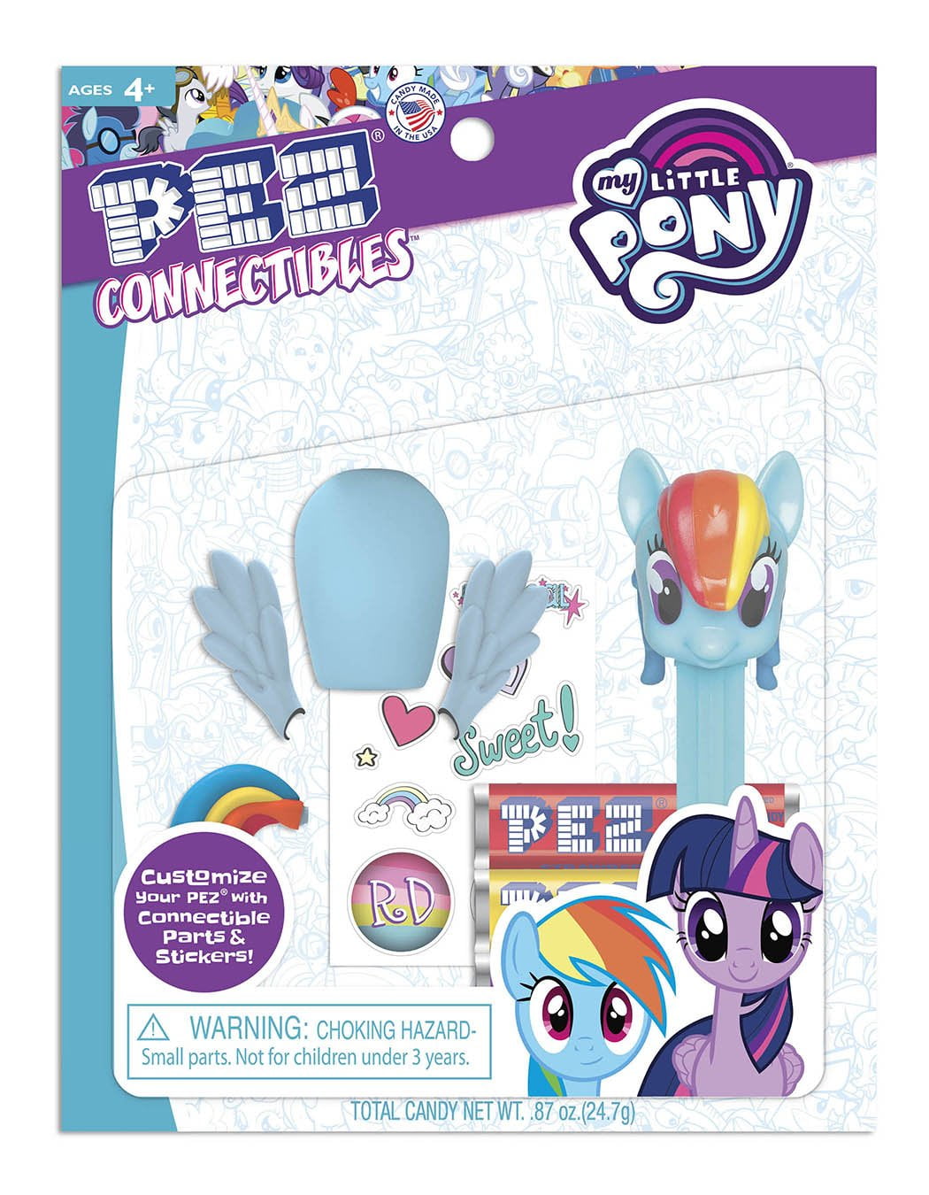 PEZ Candy My Little Pony Connectibles, 1 Candy Dispenser Plus 3 Rolls ...