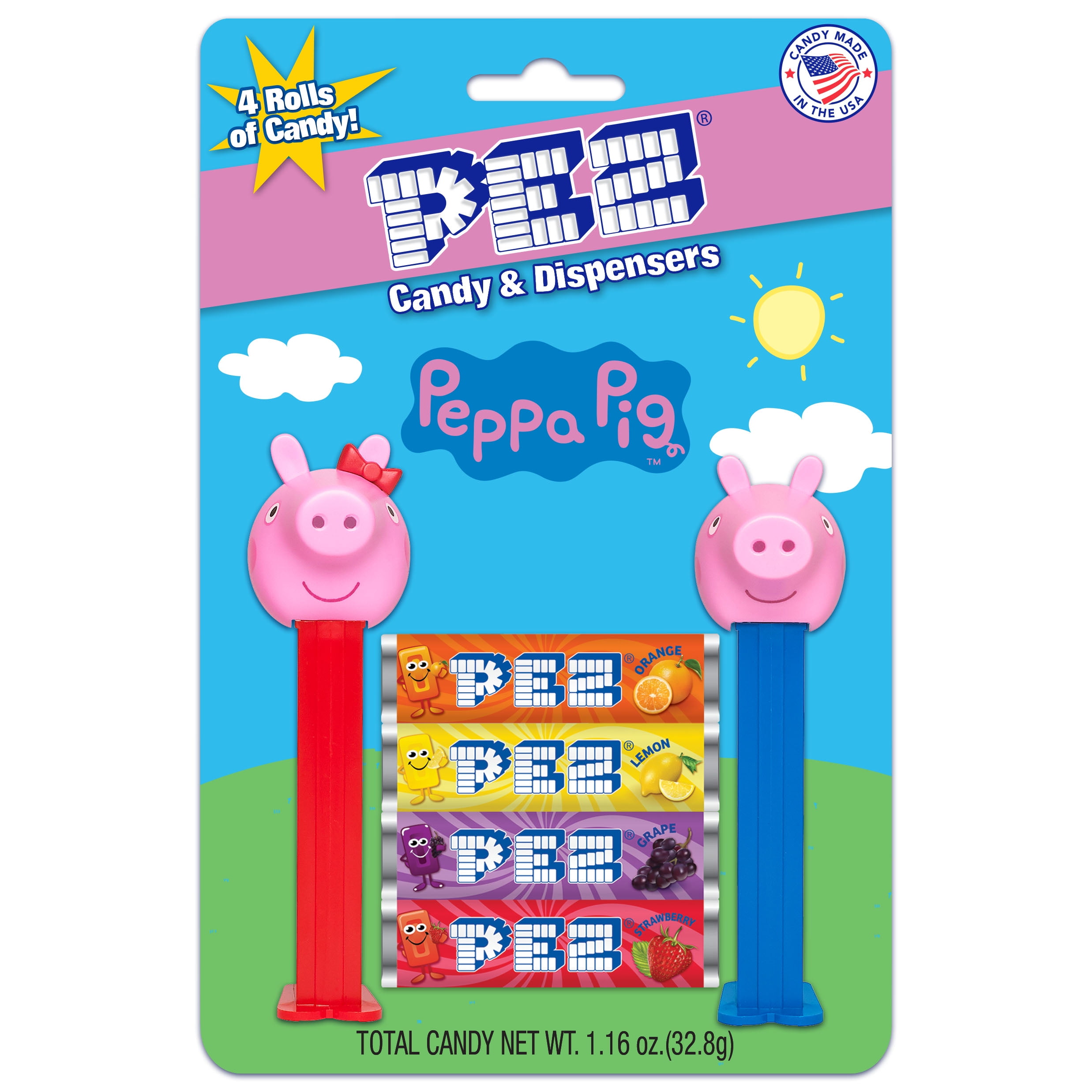 PEZ Candy Peppa Pig 2 Dispensers Plus 4 Rolls Assorted Fruit Candy, 1 ...
