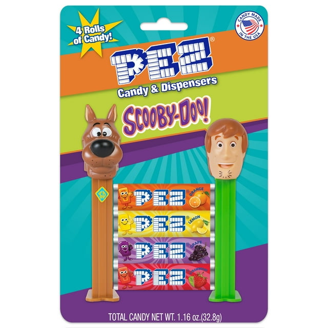 PEZ Candy Scooby Doo 2 Dispensers Plus 4 Rolls Assorted Fruit Candy, 1 ...