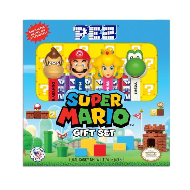 PEZ Candy Super Mario Gift Set, 4 Candy Dispensers Plus 6 Rolls ...