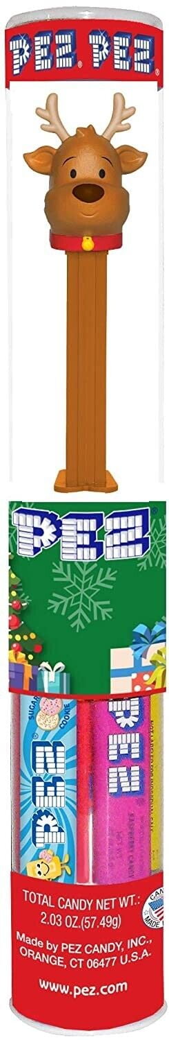 PEZ Christmas Holiday Candy Dispenser, Reindeer Tube With 7 Assorted ...