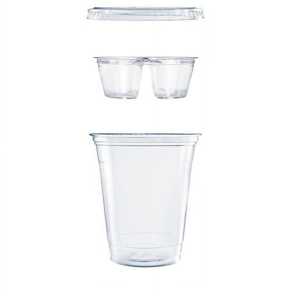 Dart Clear PET Cups with Two Compartment Insert, 12 oz, Clear, 500 Sets ...