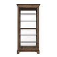 Traditional Wood Framed Sliding Door Curio in Brown w/ LED Light by ...
