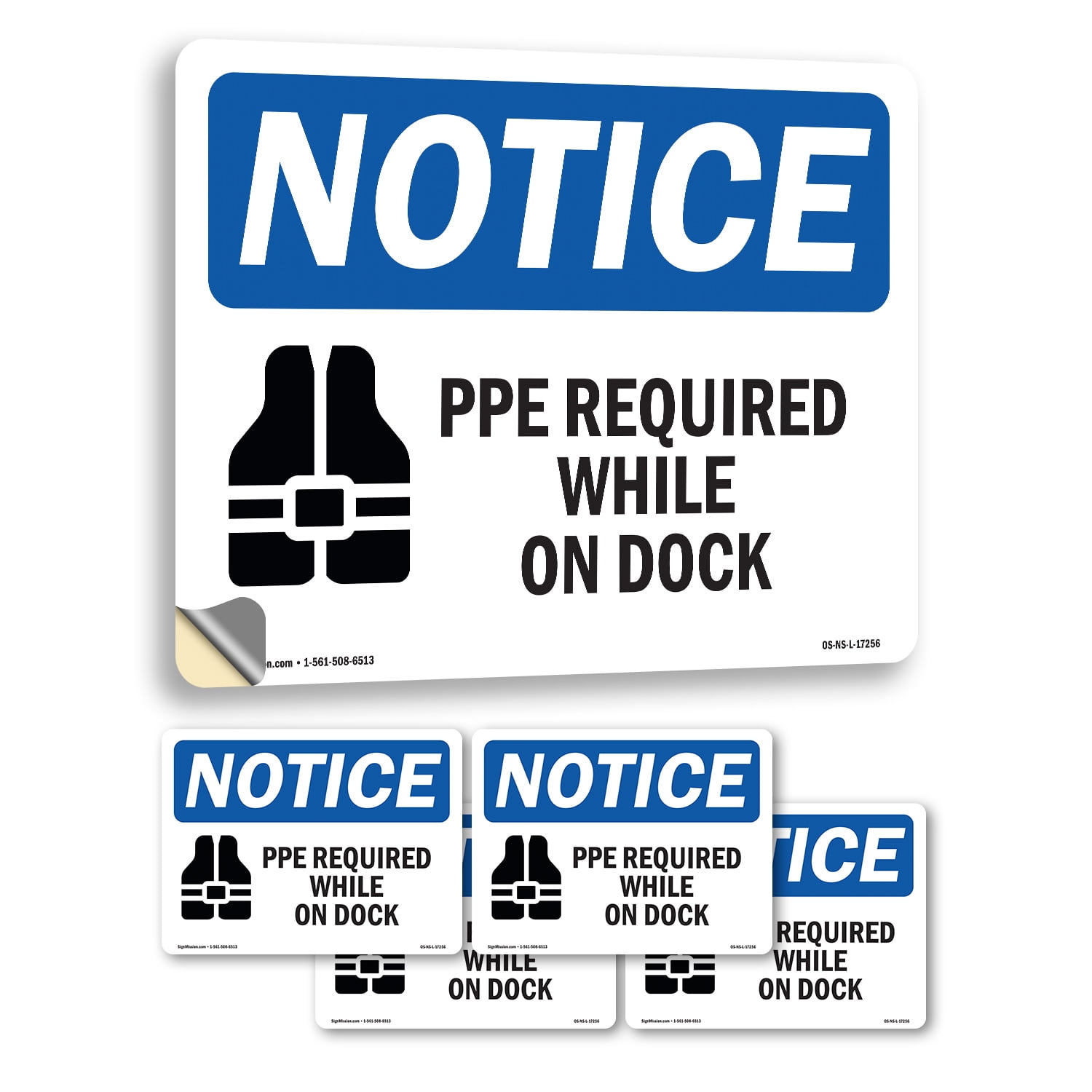 PFD Required While On Deck With Symbol OSHA Notice Vinyl Decal Label 18 ...