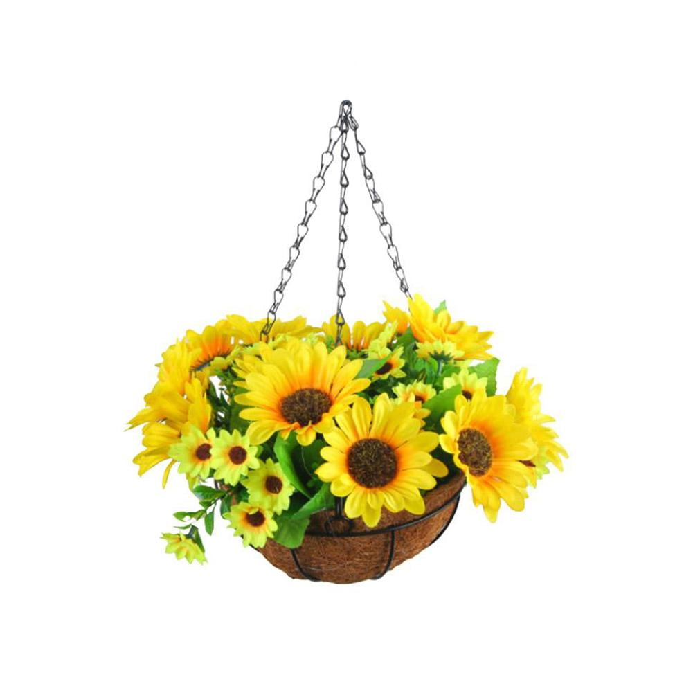 PFDDRW Artificial Hanging Flowers In Basket Silk Daisy Fake Flower ...