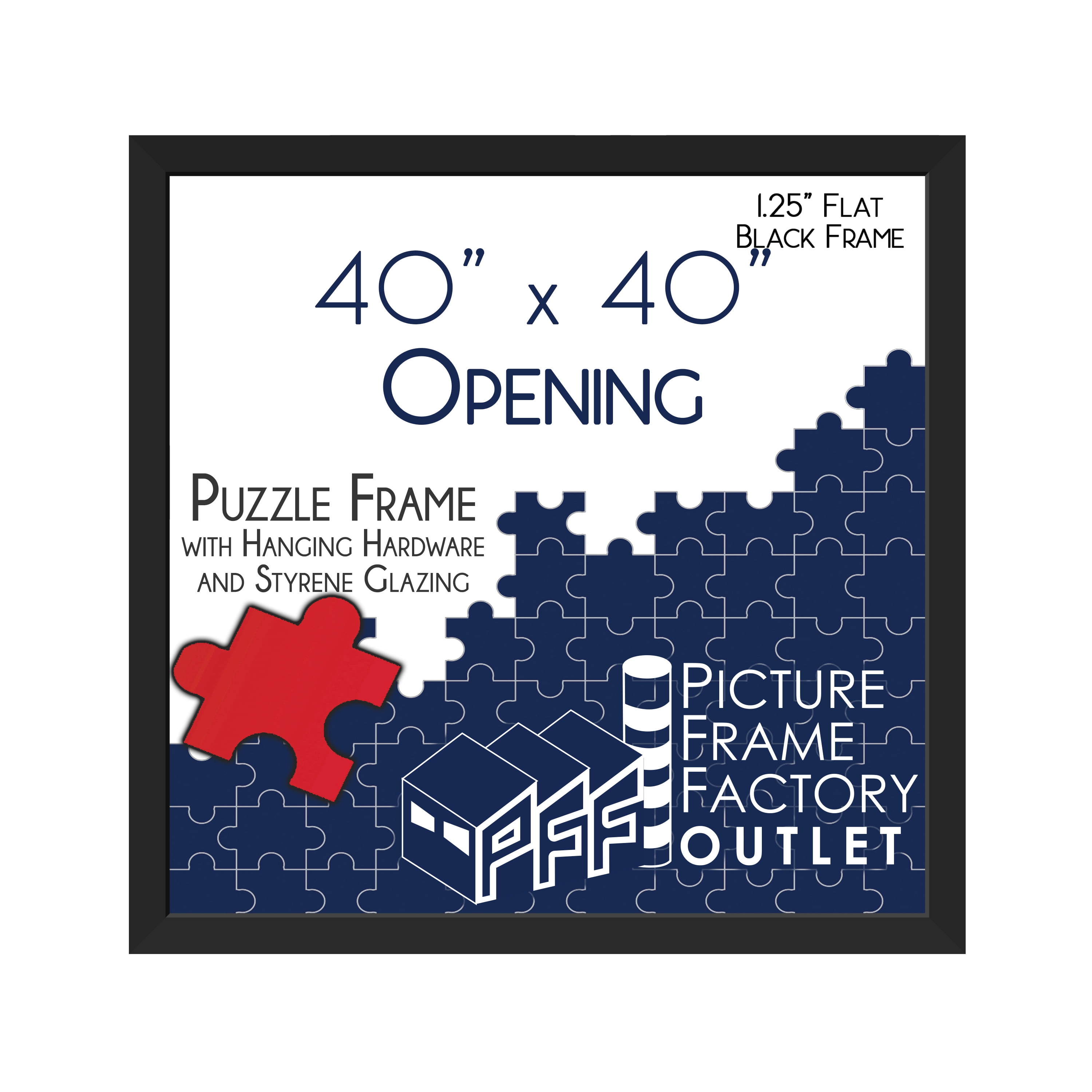 PFF PictureFrameFactoryOutlet - 40x40 Inch Black Profile Frame for Art ...