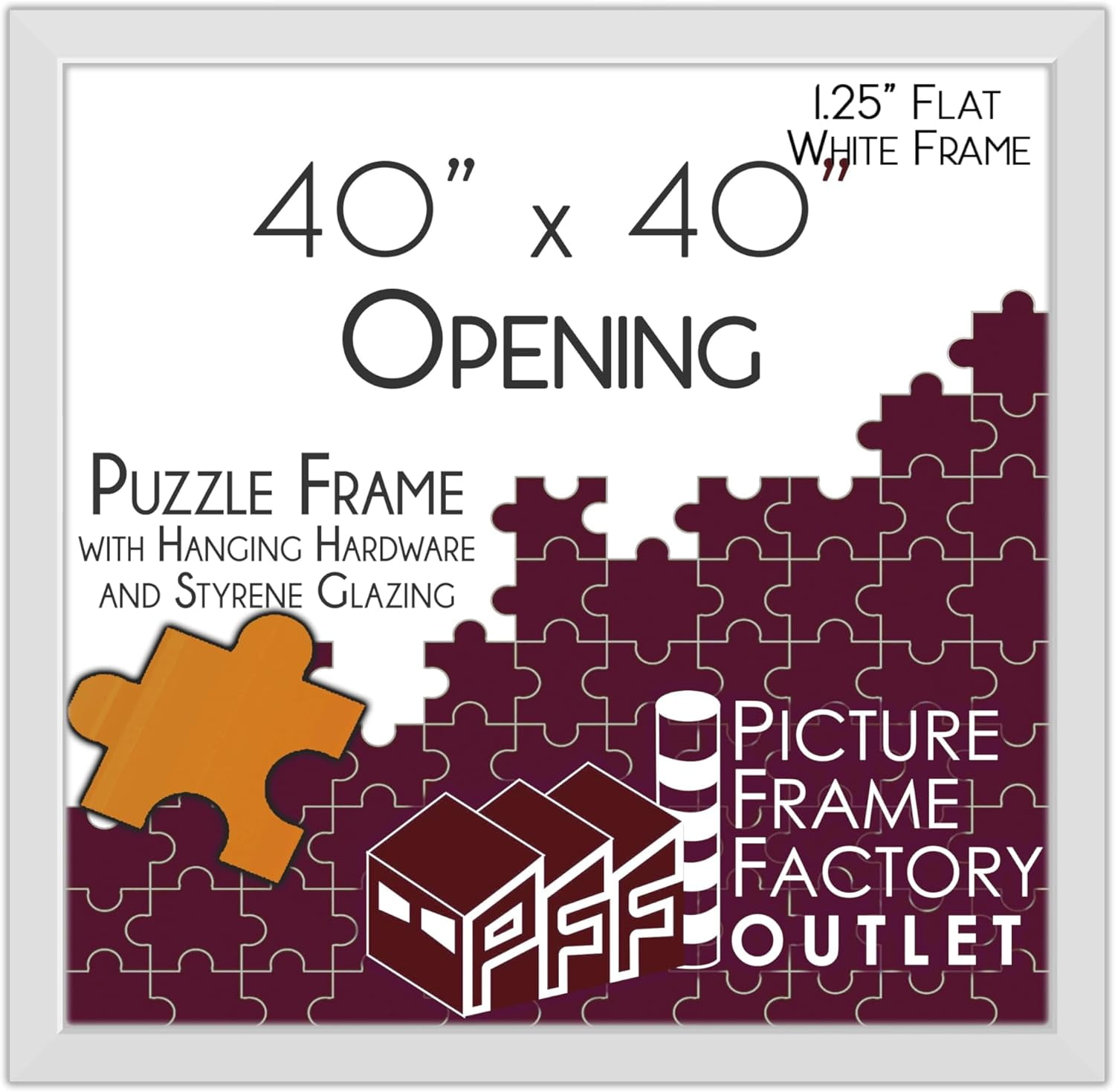 PFF PictureFrameFactoryOutlet - 40x40 Inch - Premium 1.25" White ...