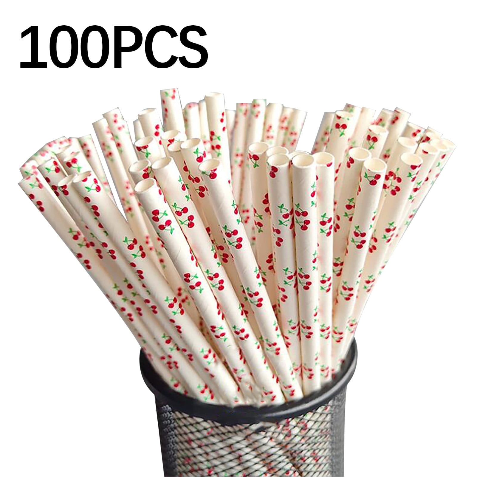 PFFRIZ 100PCS Disposable Paper Straw Color Coated GIlt Paper Drink ...