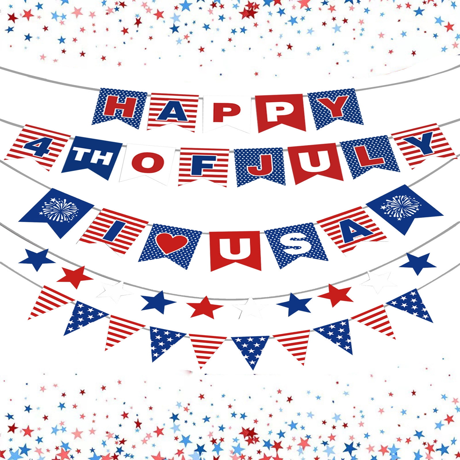 Pffriz 4th Of July Patriotic Banner Decorations Star Garland Banner