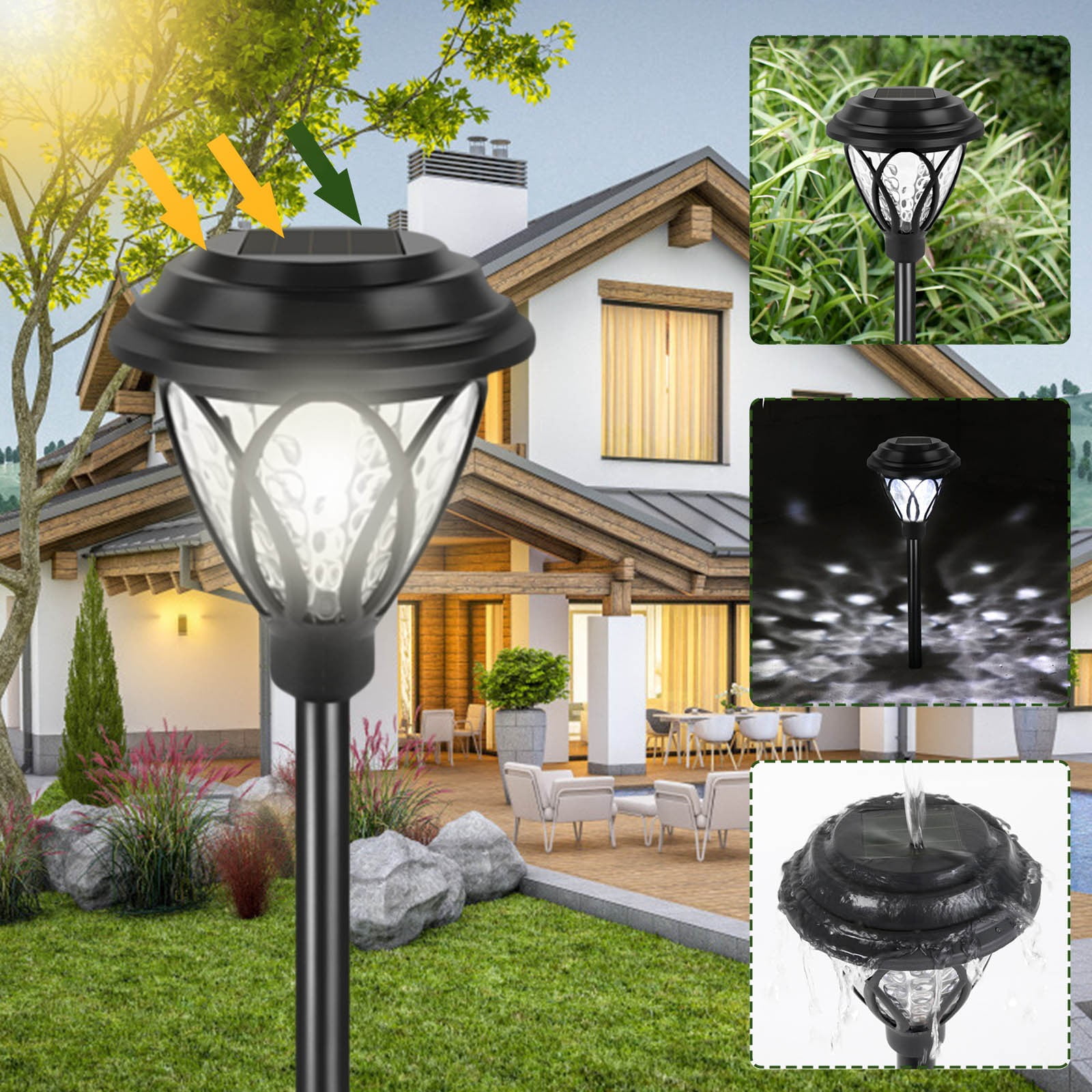 PFFRIZ Backyard Light Solar Garden Lamp Outdoor Courtyard Lighting LED ...