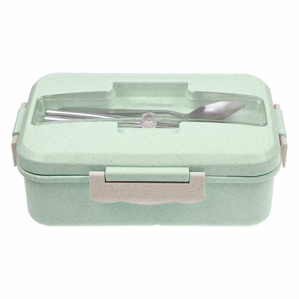 PFFRIZ Bento Style Lunch Box - Wheat Straw Bento Box with Utensils, 3 ...