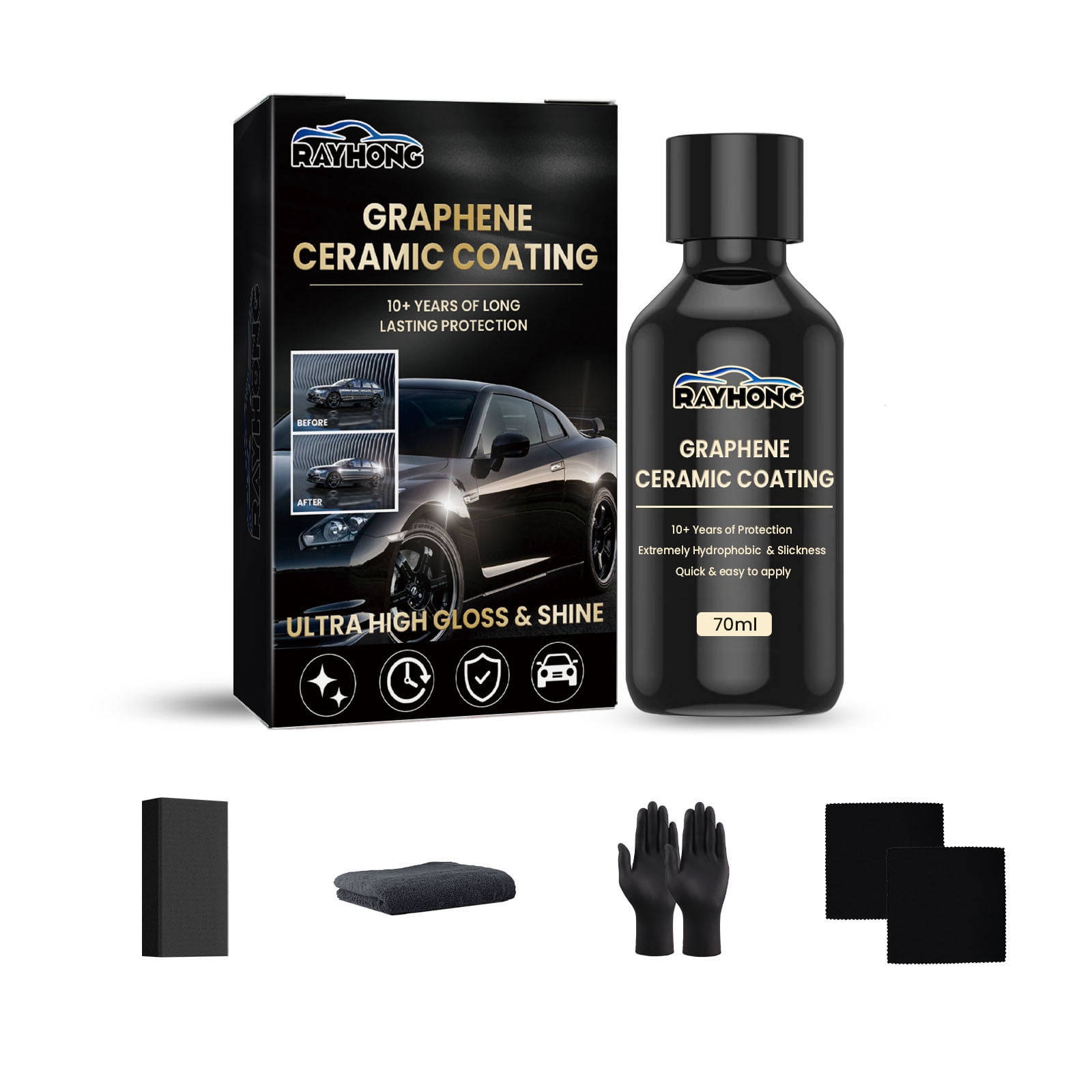 PFFRIZ Car Graphene Ceramic Coating Set, Nano Plastic Refreshing ...