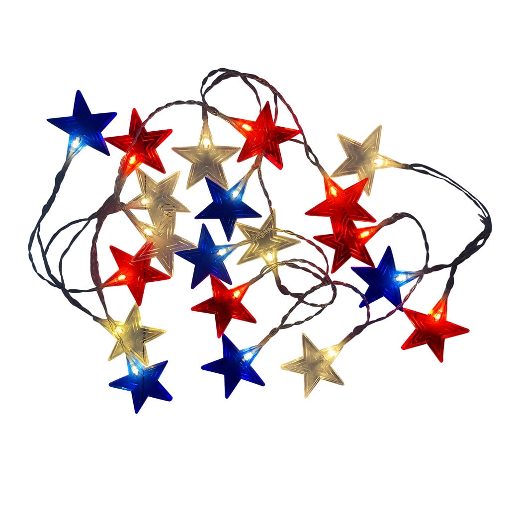PFFRIZ Independence Day Flag Decor Star String Lights for Independence ...