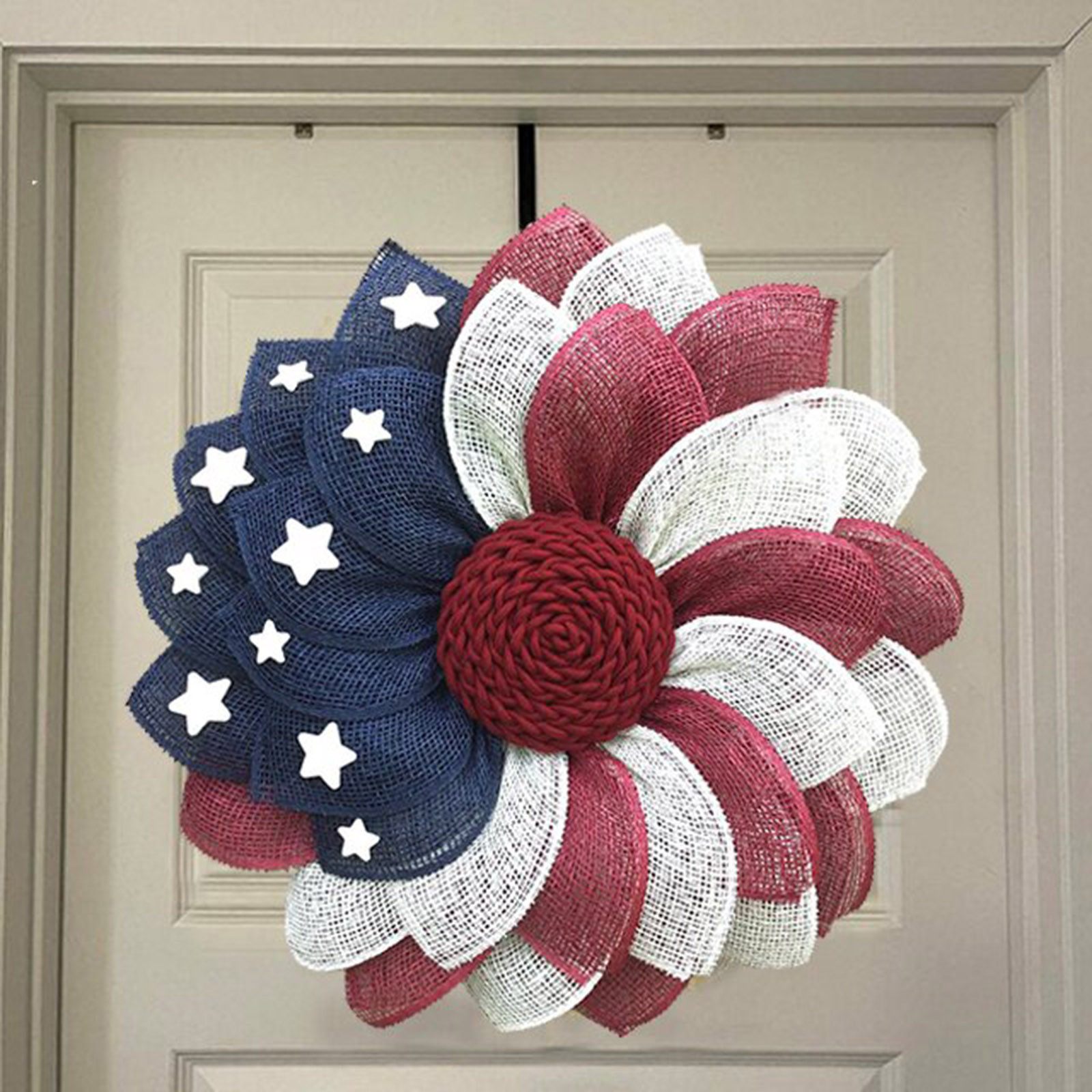 UUWENDA Festival Maple Leaf Wreath Bow Knot Rattan Circle Door Hanging ...