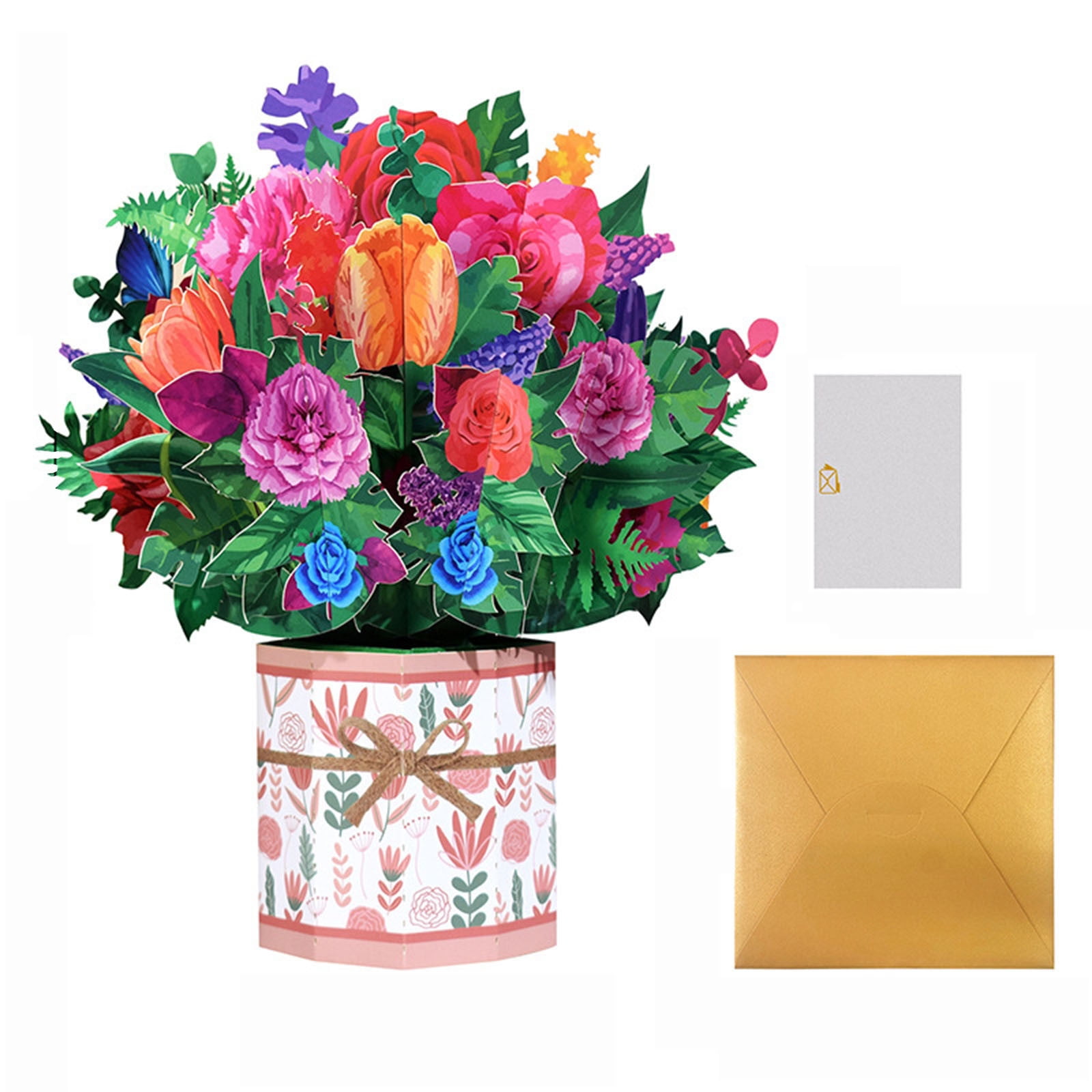 PFFRIZ Paper Pop Up Cards, 8 inch Bouquet Handmade 3D Popup Cards with ...