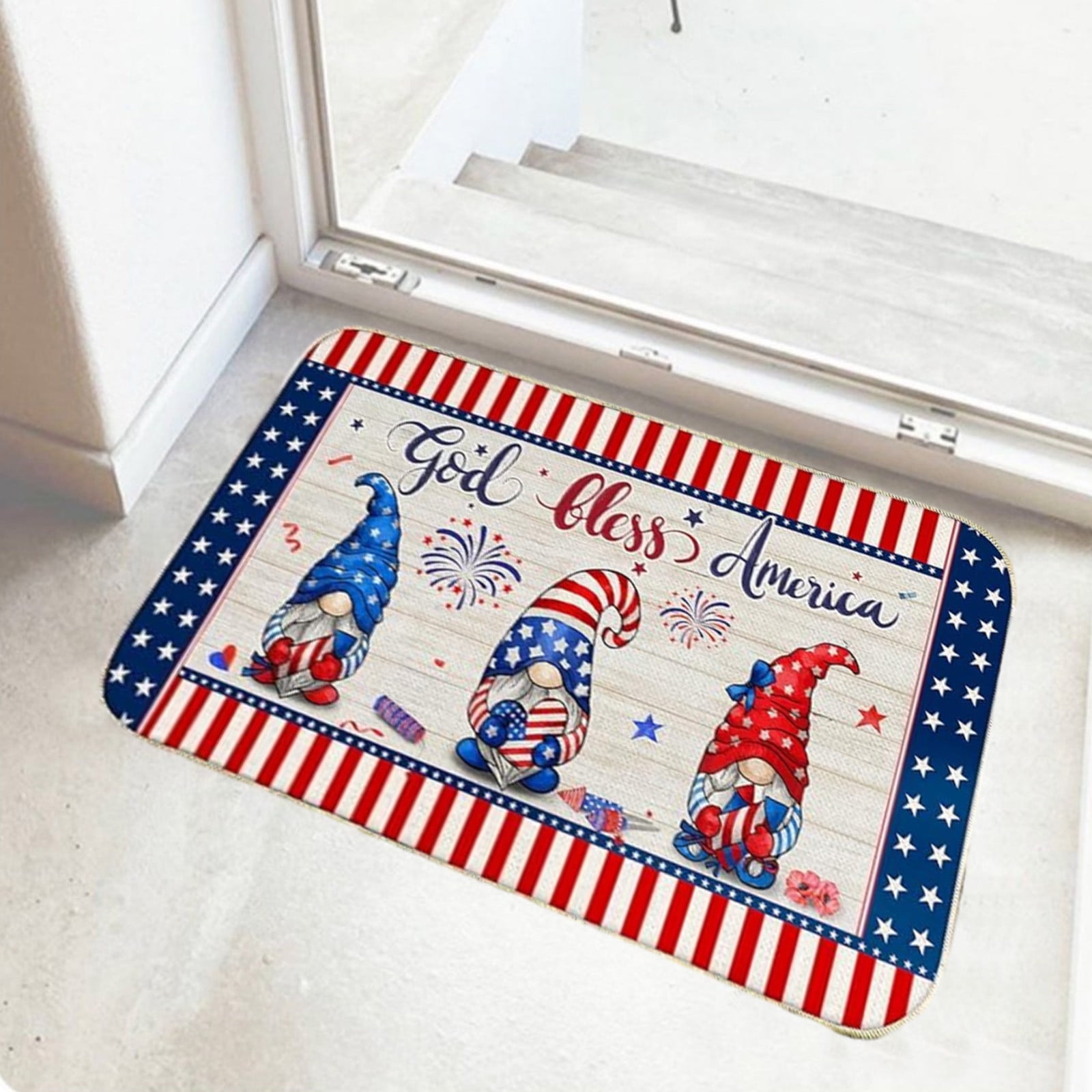 PFFRIZ Patriotic Welcome Door mat Retro American Flags Door Mat With ...
