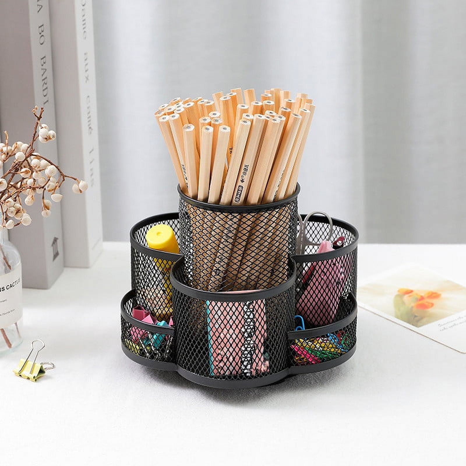 PFFRIZ Pencil Pen Holder Cup and Organizer, Cute 360°Degree Rotating ...