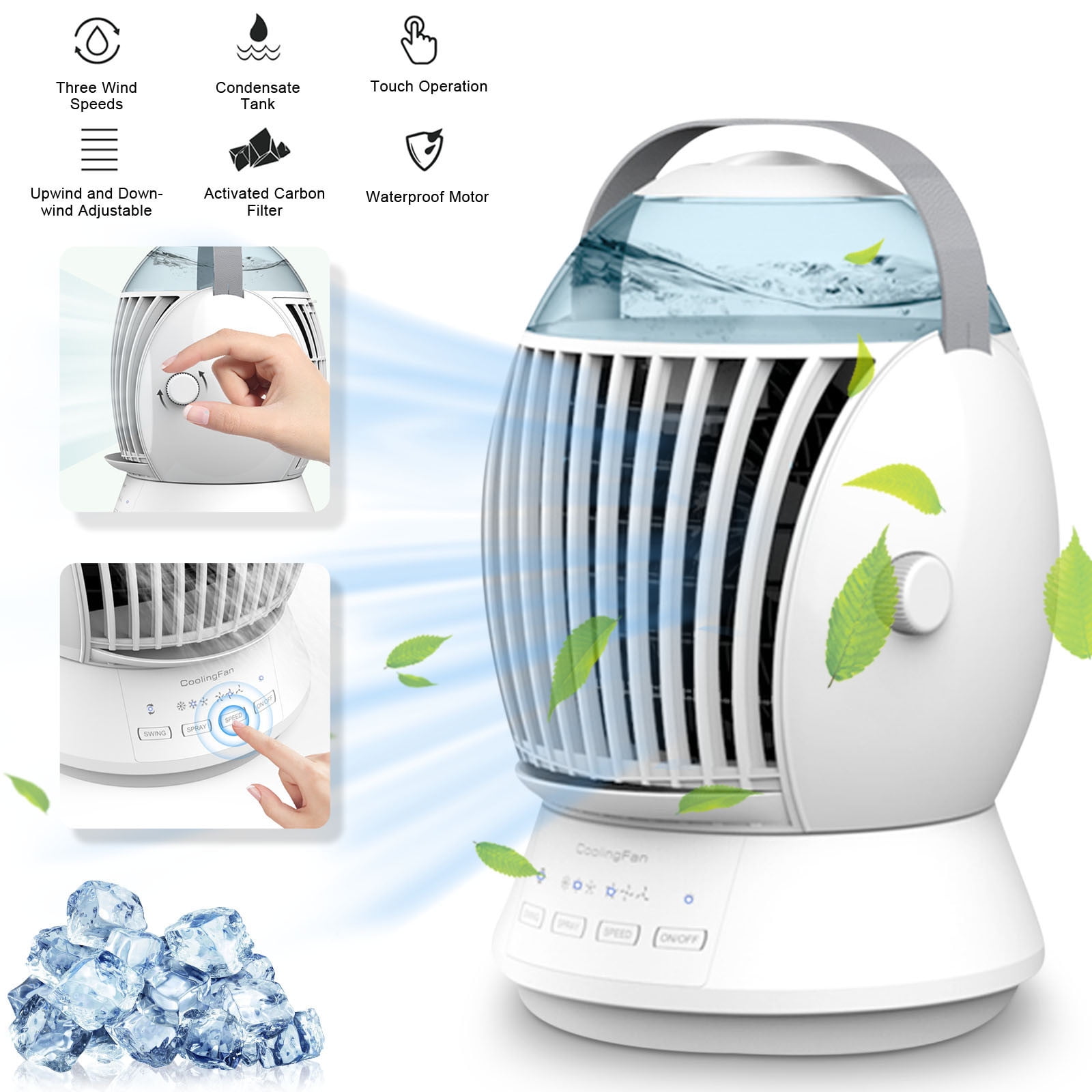 PFFRIZ Portable Fan Portable Mini AirConditioner Cool-Cooling Bedroom ...
