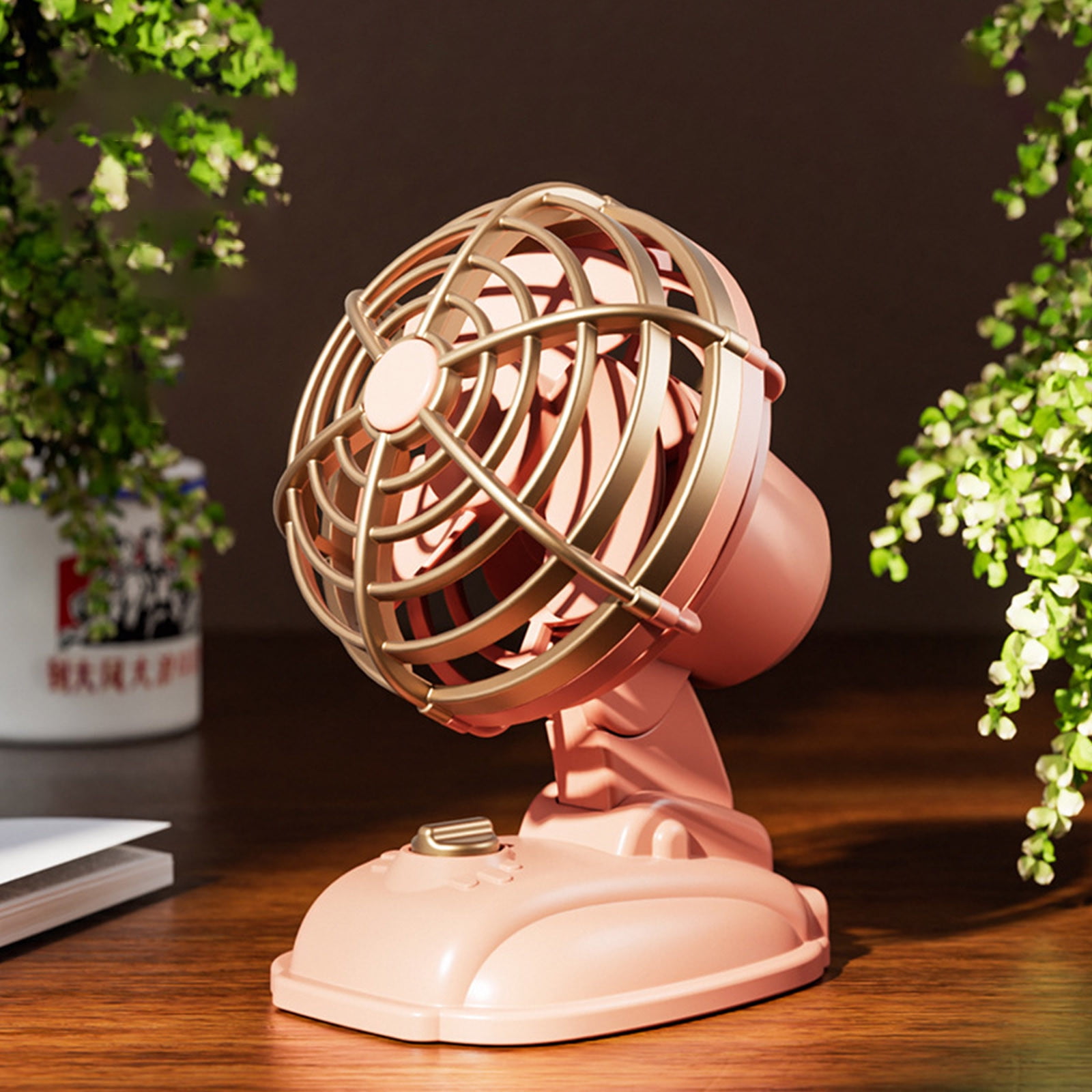 PFFRIZ Powerful Wind Fan Retro Mini Desktop Fan USB Charging Dormitory ...