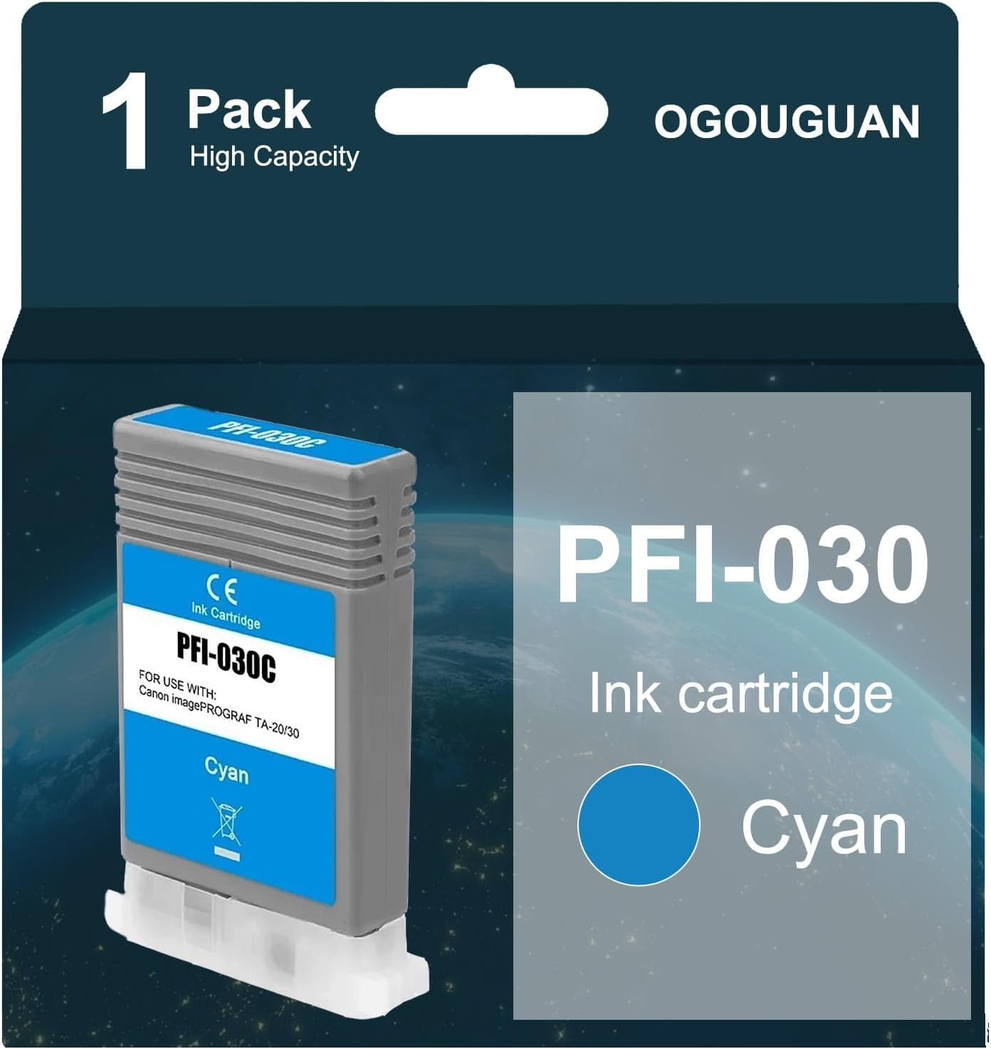 PFI-030 Compatible Ink Cartridge Replacement for PFI-030 Packs PFI-030C use for ImagePrograf TA ...