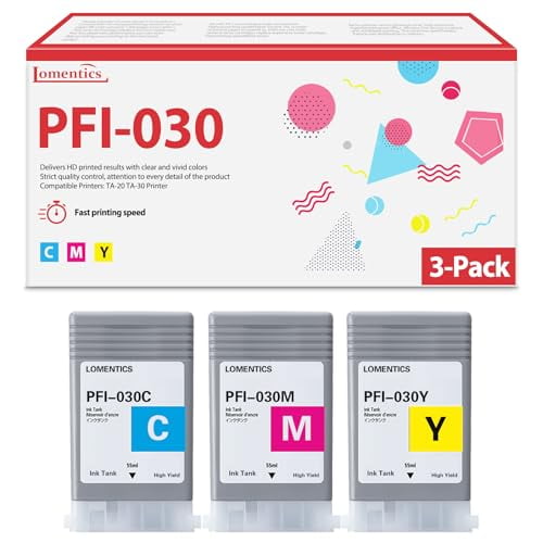 PFI-030 Ink Tank Set (3-Pack,1Cyan, 1Magenta, 1Yellow) Lometic Compatible PFI-030C PFI-030M PFI ...