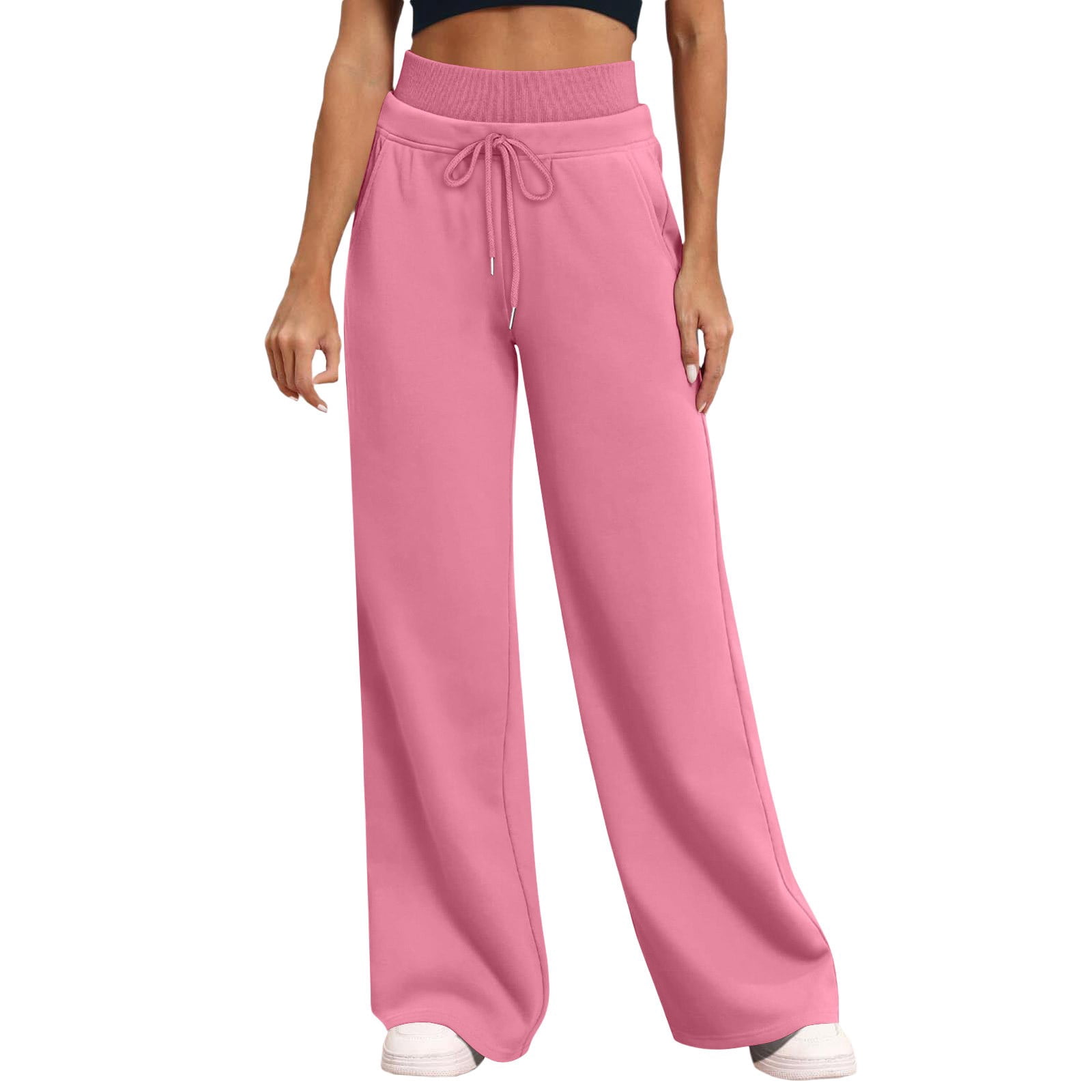 PFRNLF Wide Leg Sweatpants for Women Casual Double Waisted Baggy Soft ...
