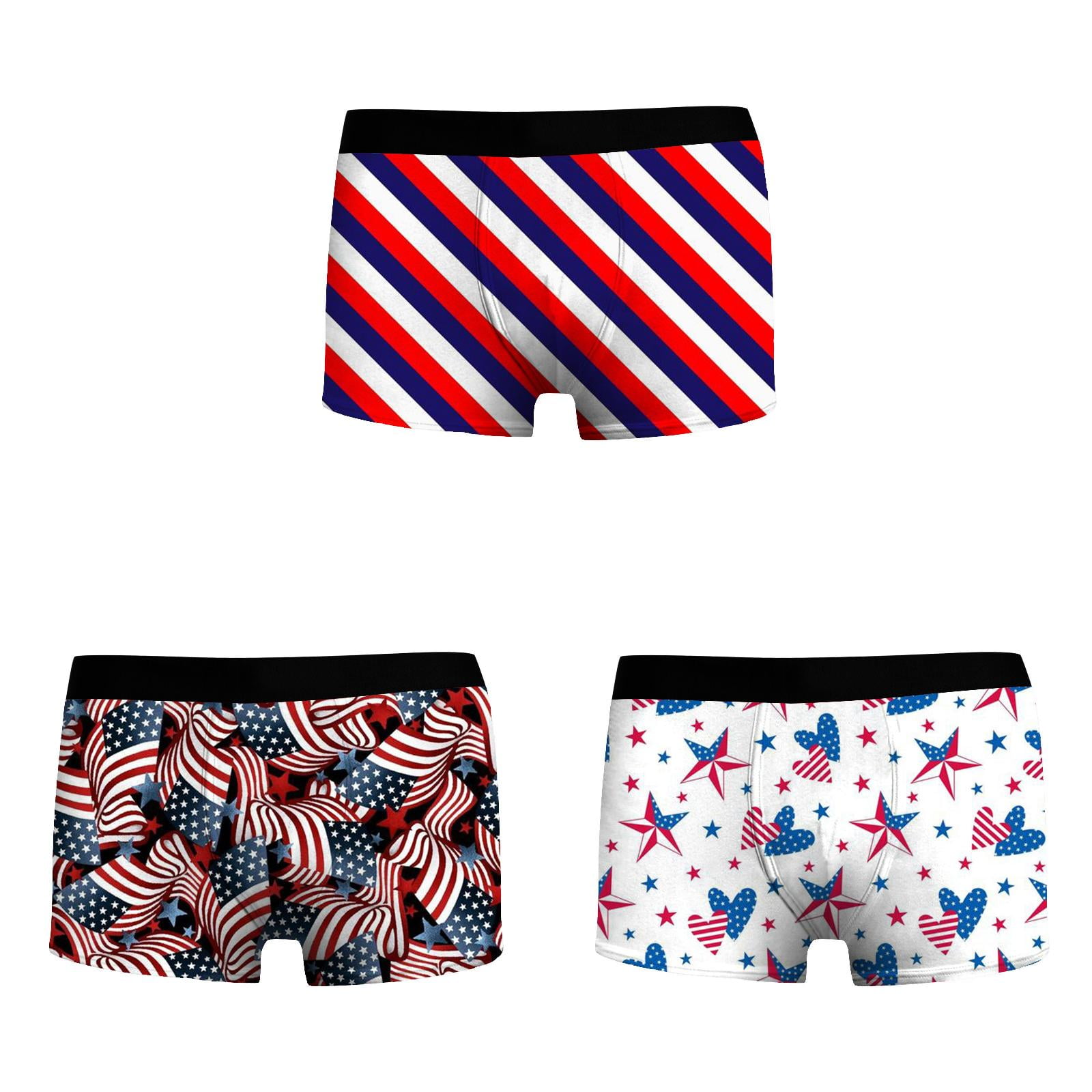 PFWOWB 3Pcs Mens Underwear Briefs Pack Male Independence Day Underwear ...
