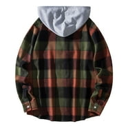 Scodi Hooded Flannel Shirts for Men Casual Button Down Plaid Shirt ...