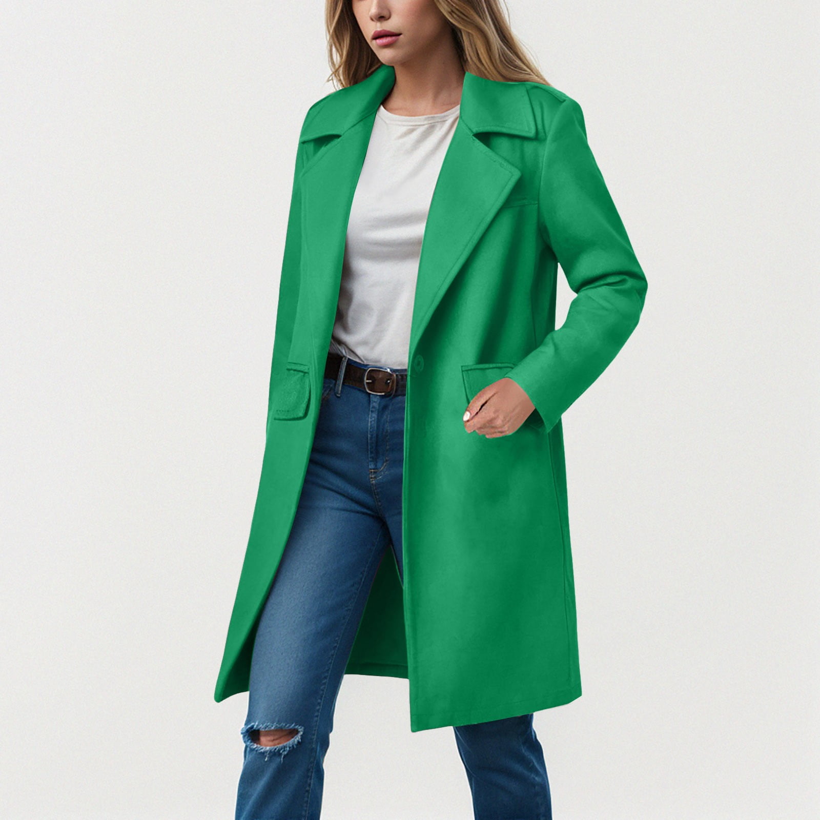 PFWOWB Green Cotton Jacket Women 2024 Fall/Winter Plus Size Wool Women ...