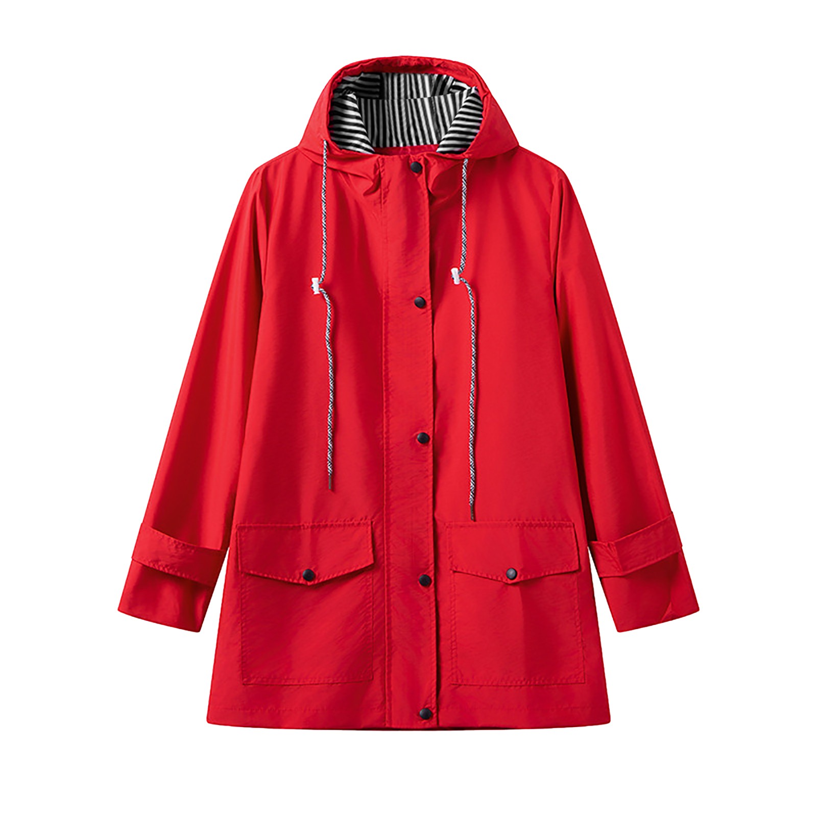 PFWOWB Red Rain Poncho Women Color Matching Windbreaker Long ...