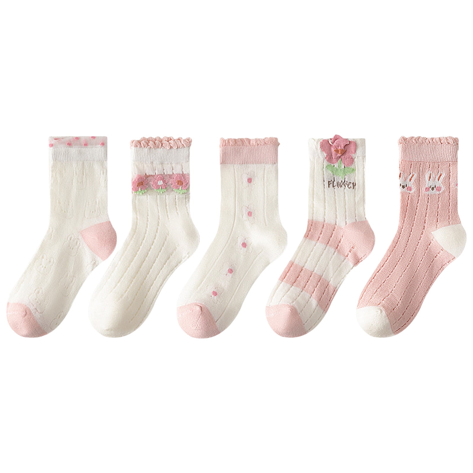 PFWOWB Womens Socks Stocking Fashionable New Pattern Cute Flower Edge ...