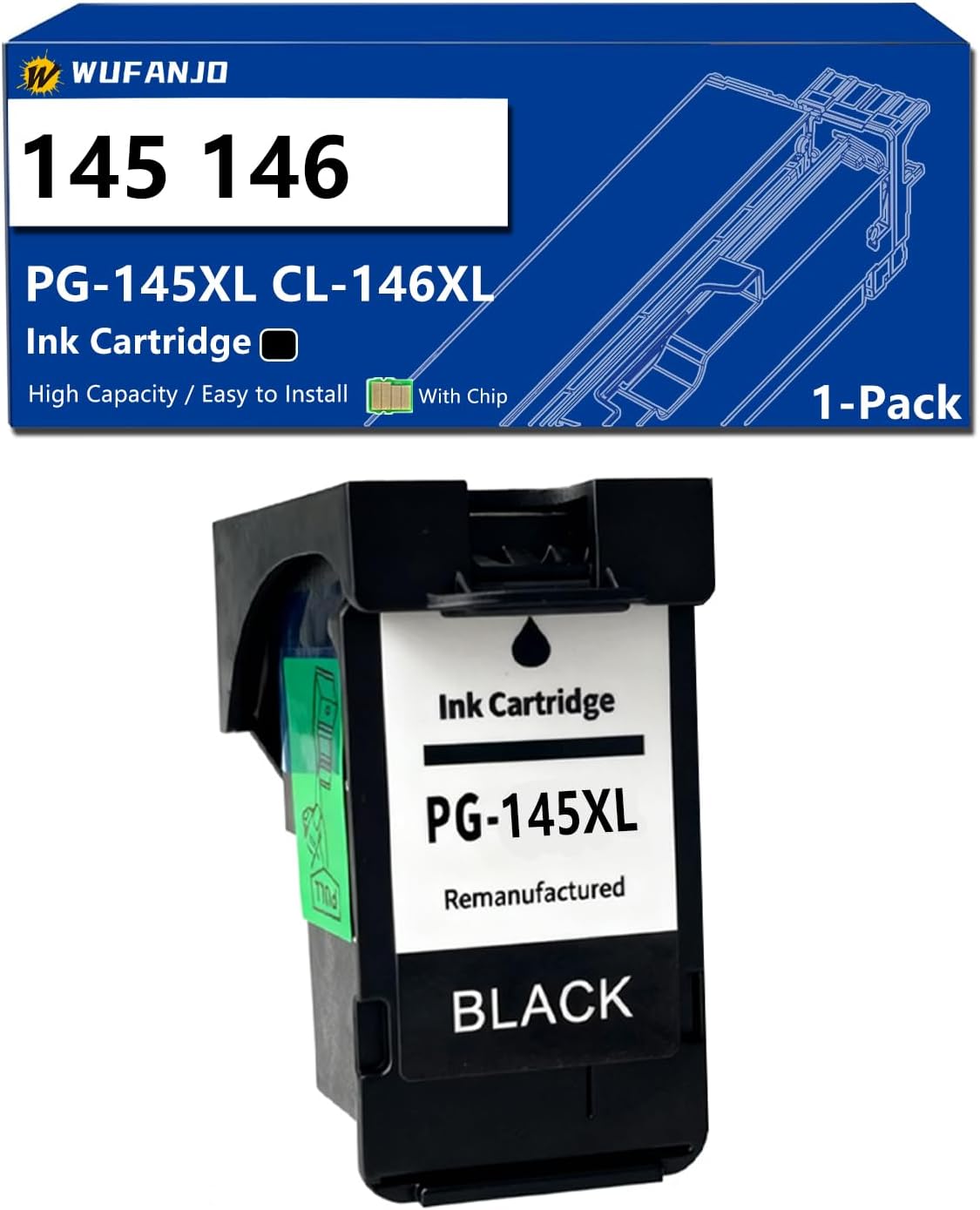 PG-145XL CL-146XL Ink Cartridges Replacement for PG-145 CL-146 ...