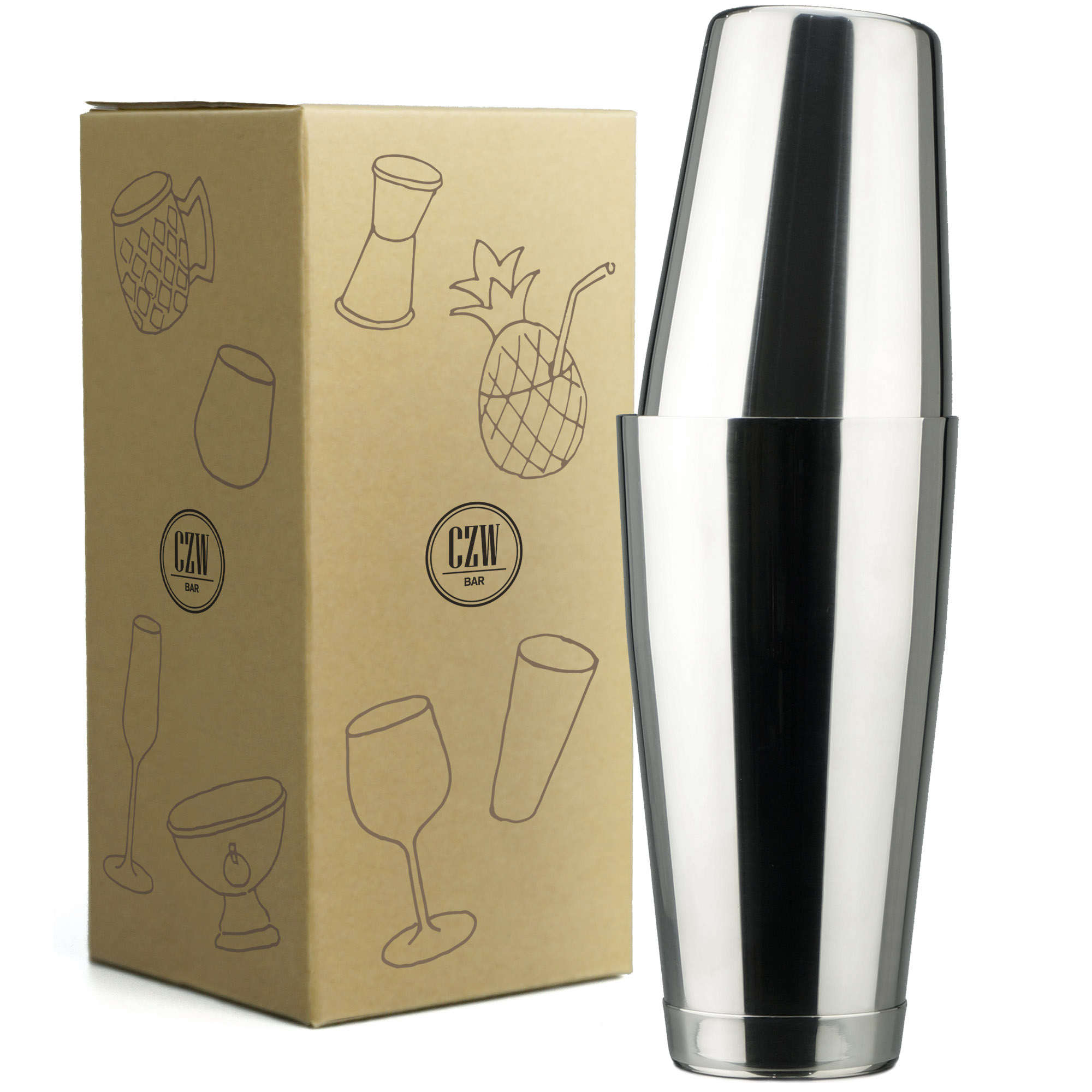 Viski Diamond Cocktail Shaker - Faceted Stainless Steel Shaker With ...