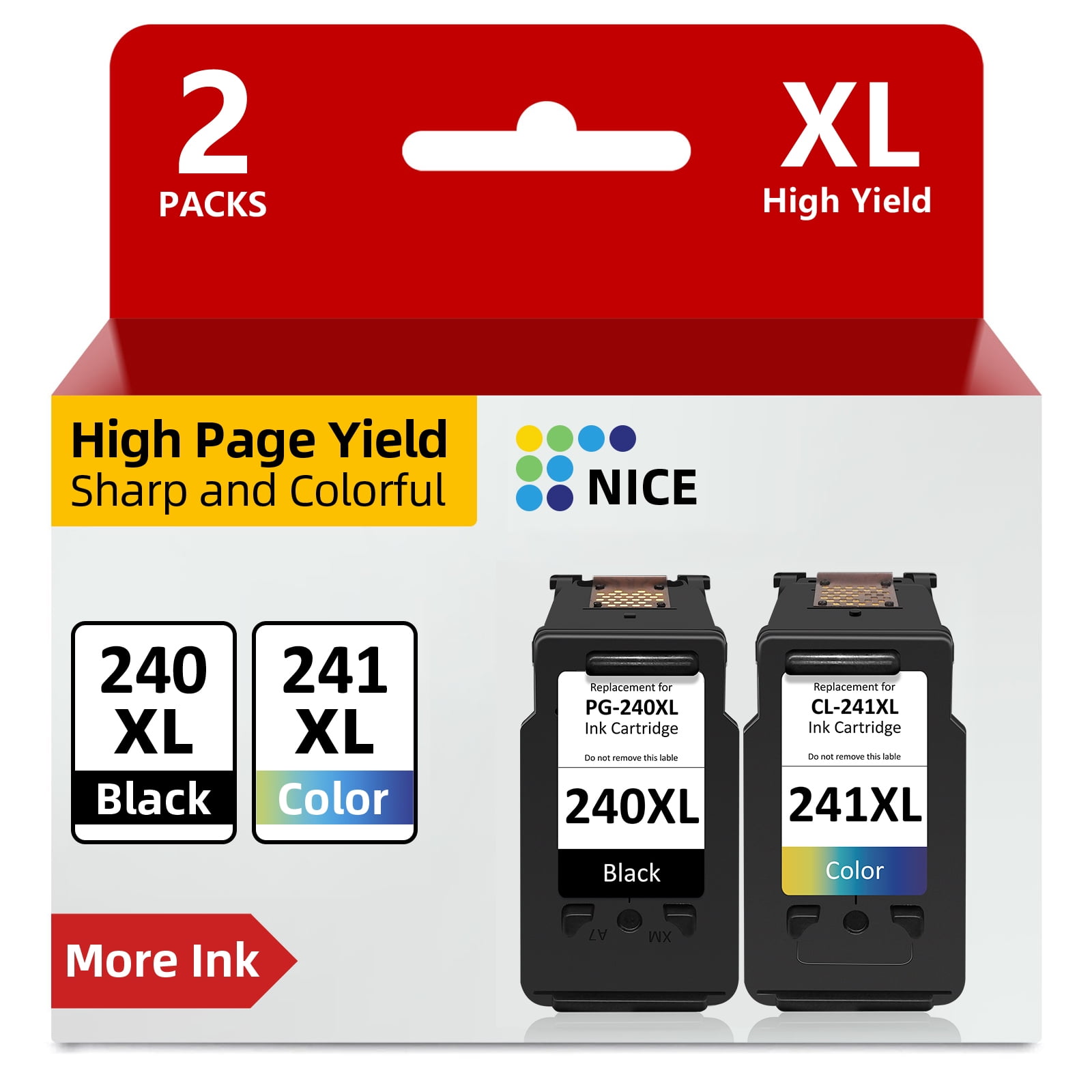 PG-240 XL CL-241 XL Ink Cartridges Compatible for Canon 240XL 241XL Ink for Canon Pixma MG3620 ...