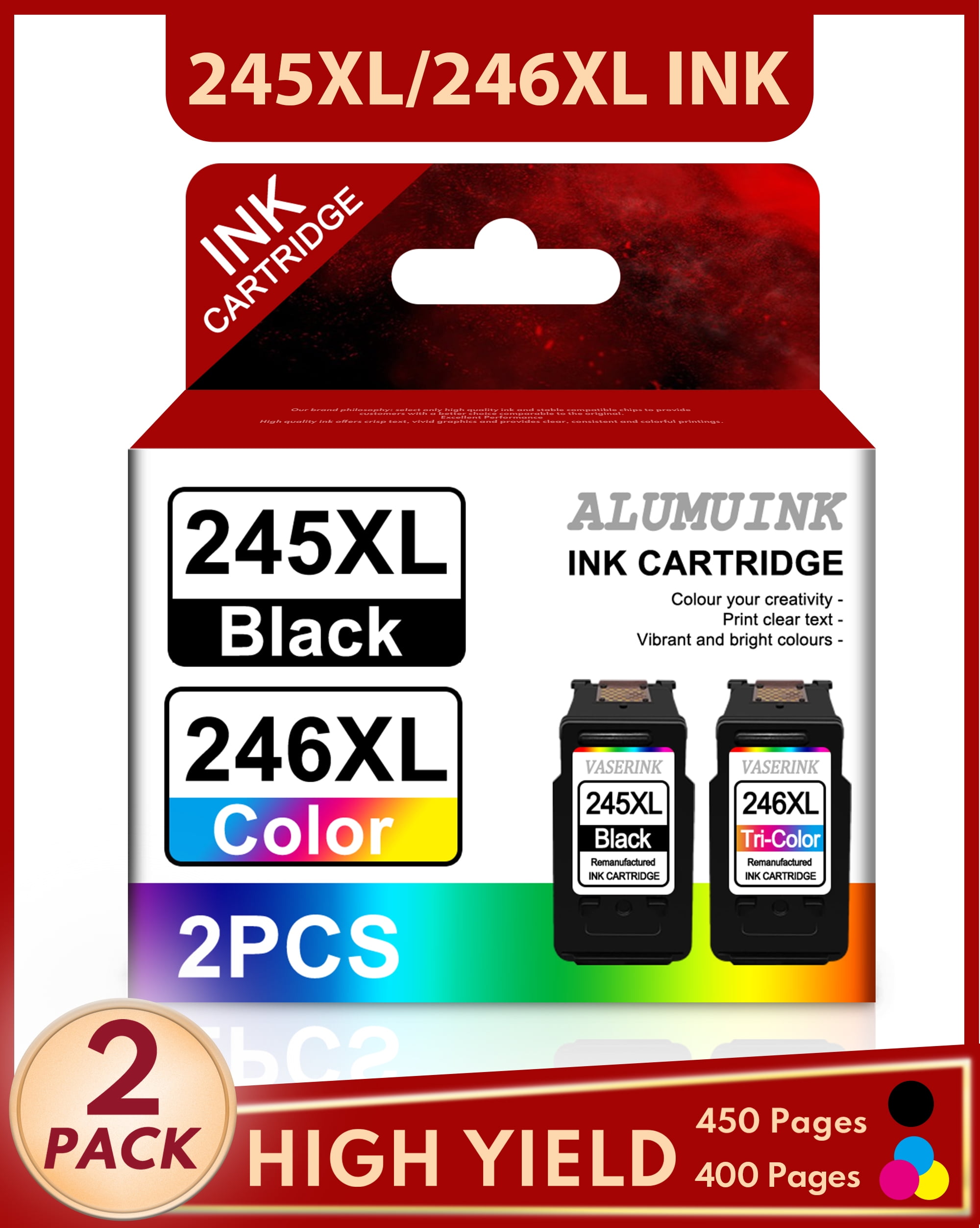 PG-245 XL/CL-246 XL Combo Pack for Canon Pixma MX490, MX492, TR4520 ...