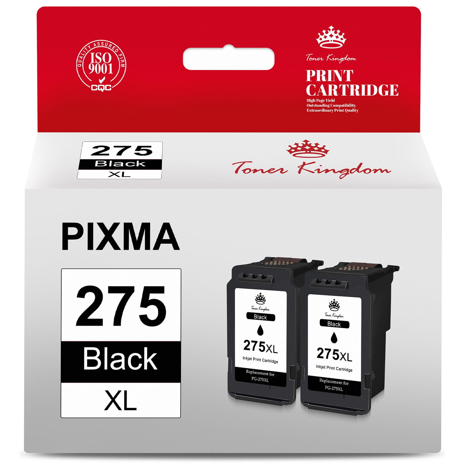 Toner Kingdom PG 275 XL Black Ink Cartridges for Canon PIXMA TS3520, TS3522, TR4720, TR4700 (2 ...