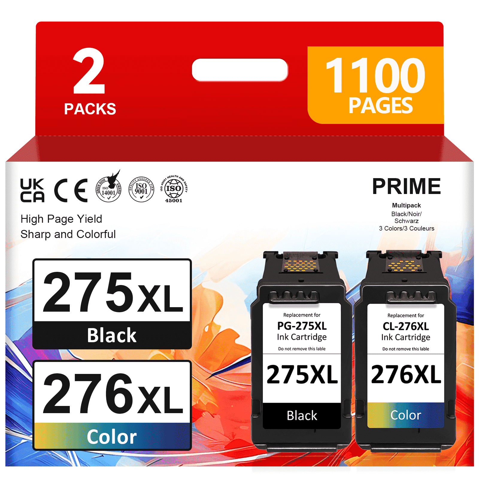 HavaTek 275XL Black and 276XL Color Ink Cartridges, High Yield for ...