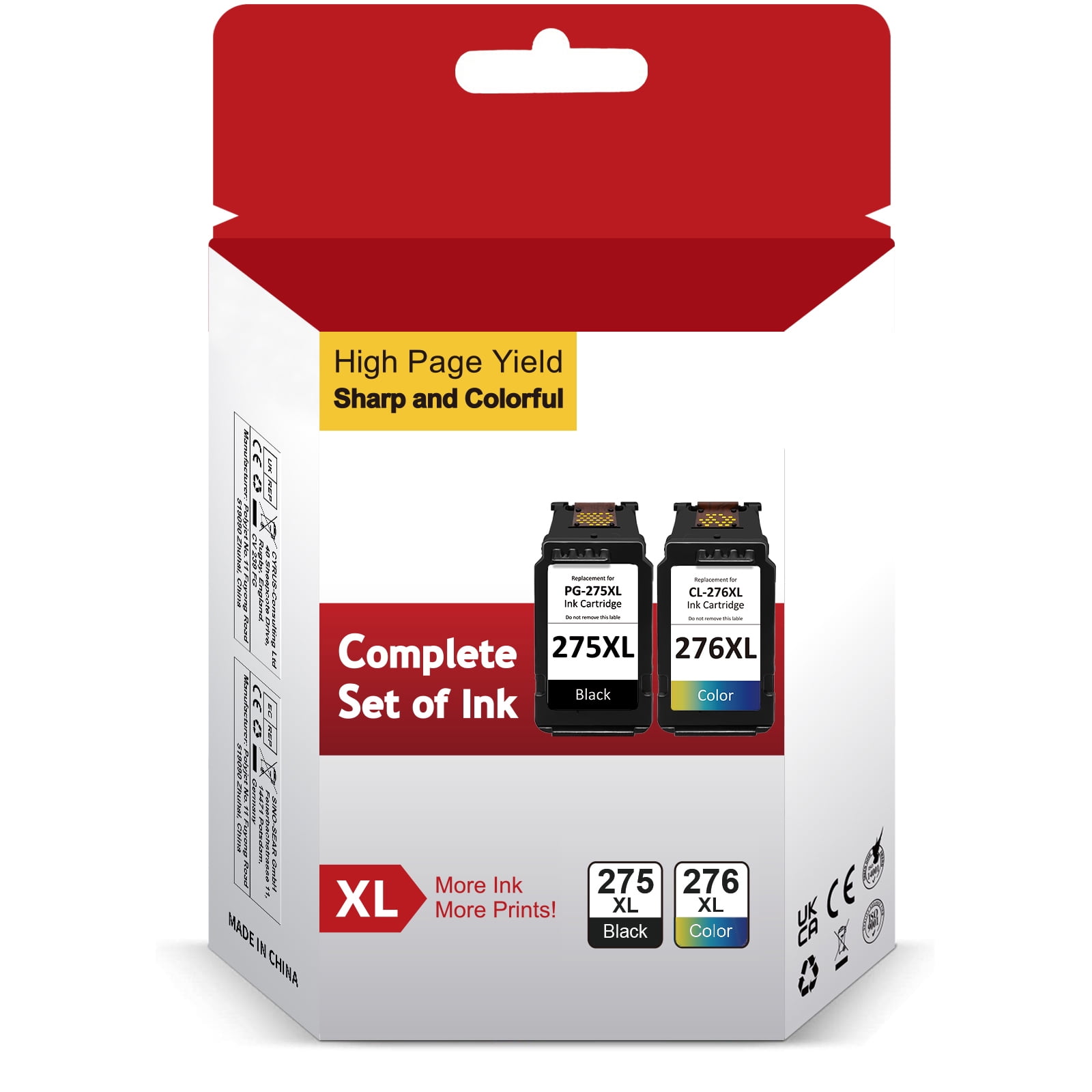 PG 275XL CL-276 XL Ink Cartridge Replacement for Canon 275 XL 276 XL ...
