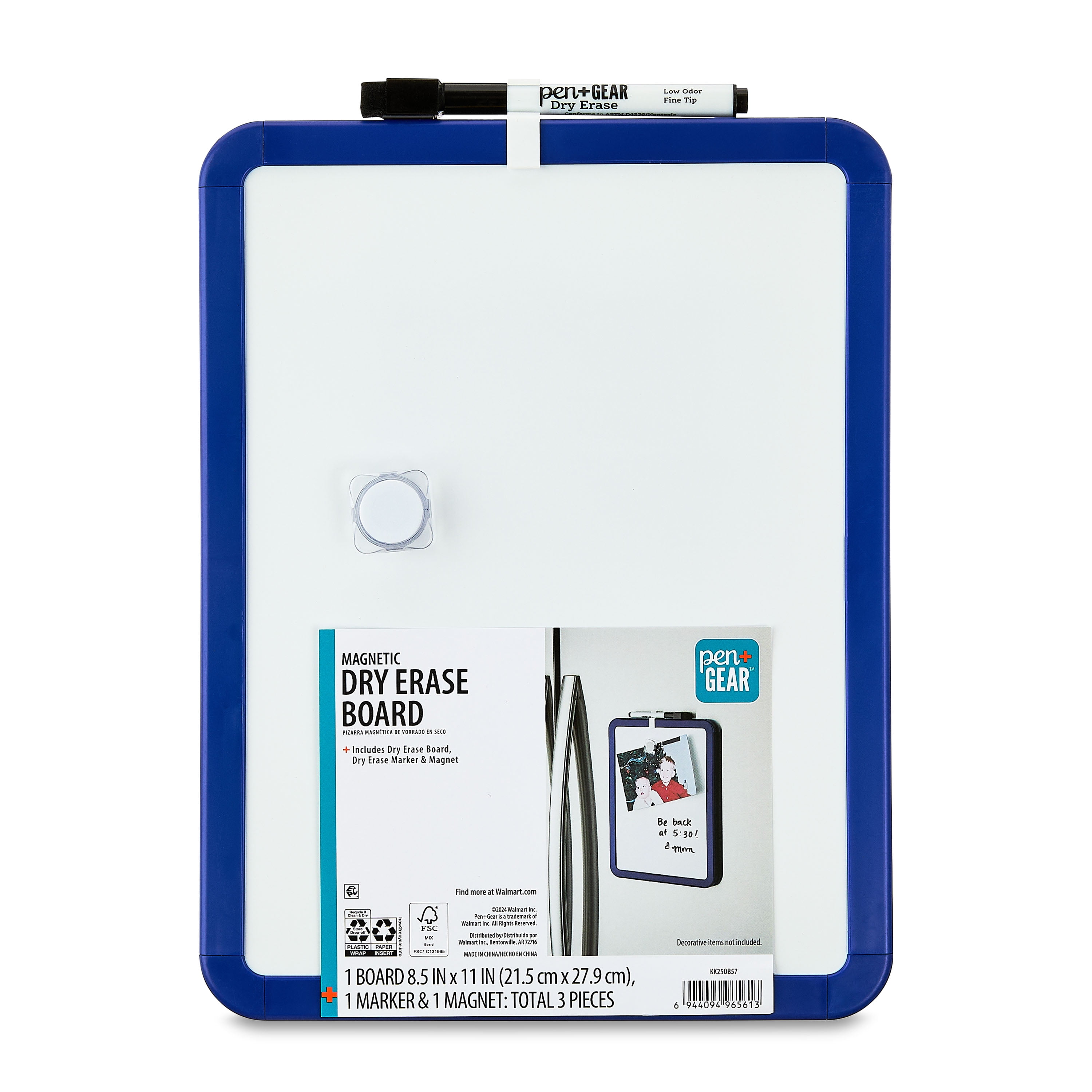 Pen+Gear Magnetic Dry Erase Whiteboard, 8.5" x 11", Really Royal, for ...