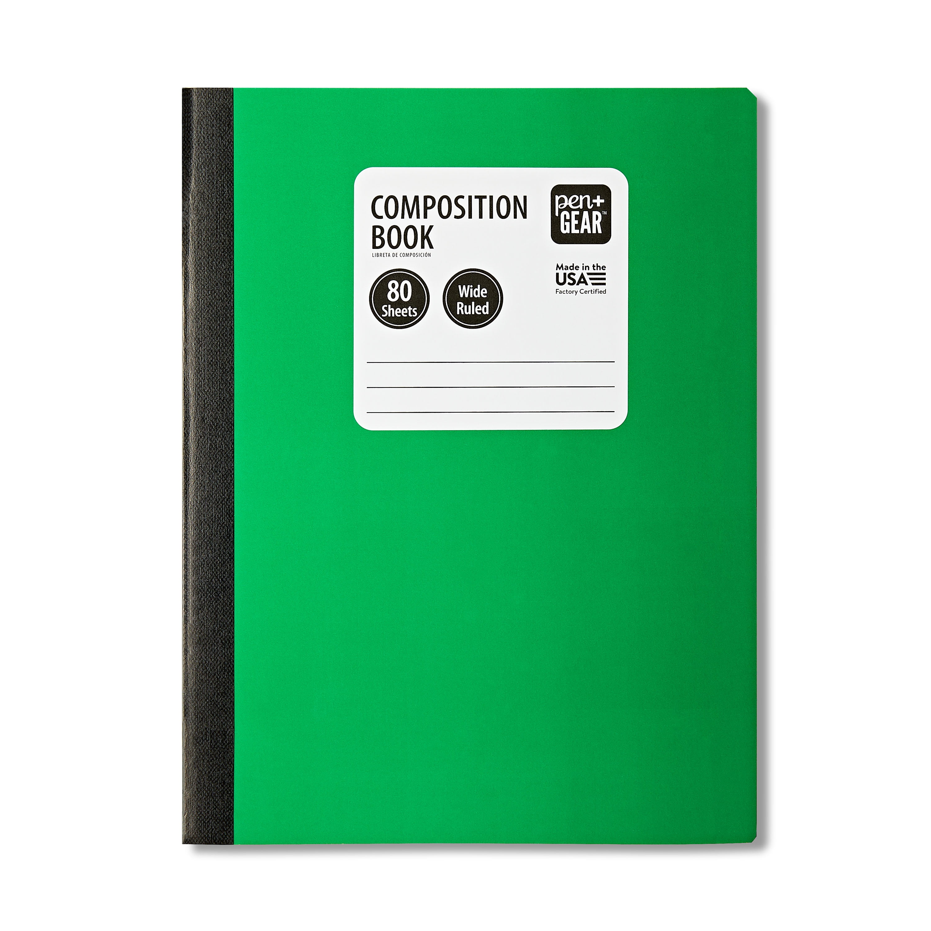 Pen+Gear Wide Ruled Composition Book, 7.5" x 9.75", Green, 80 Sheets ...