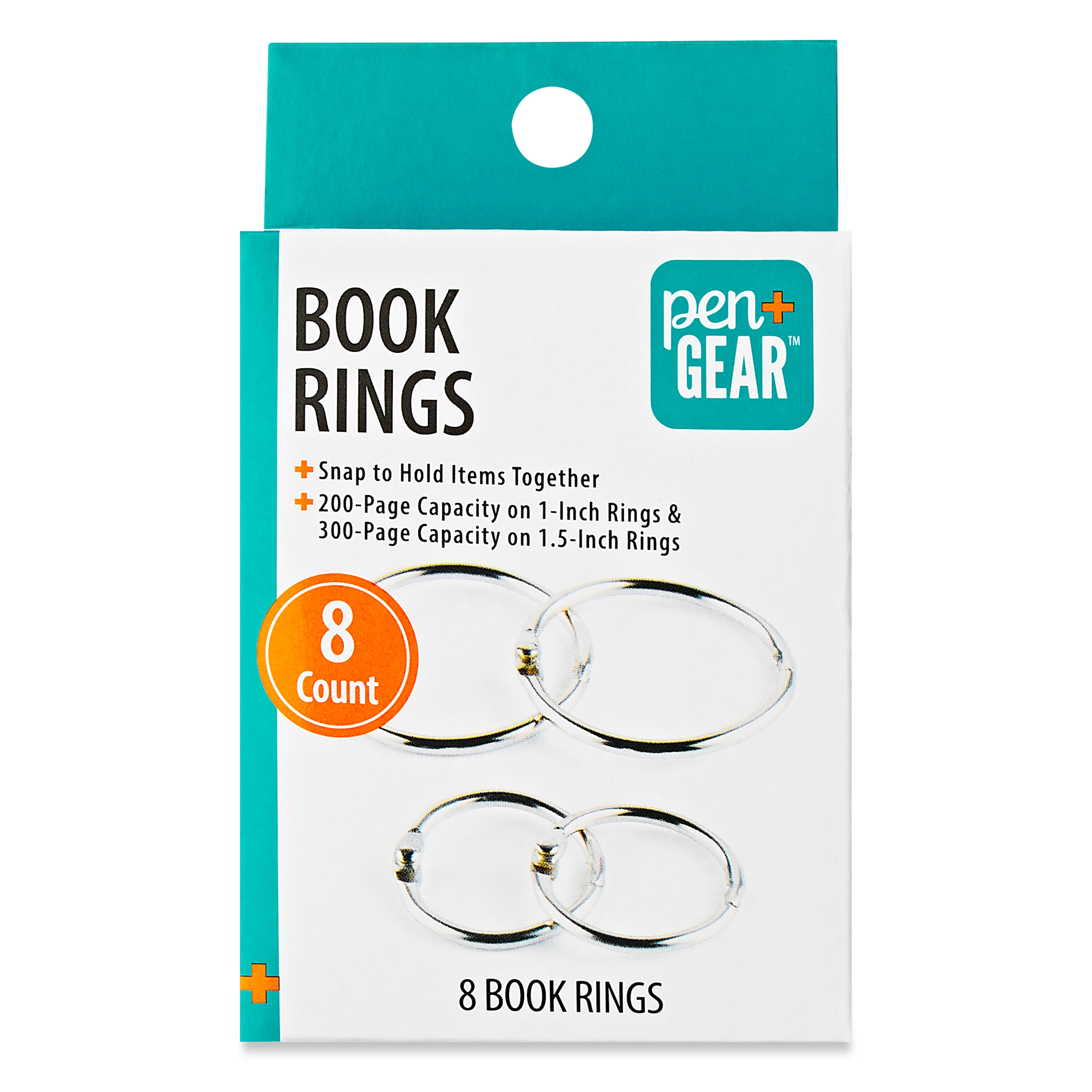 Pen + Gear Book Rings, Assorted Sizes, 8 Count, Loose Leaf Binder Ring ...