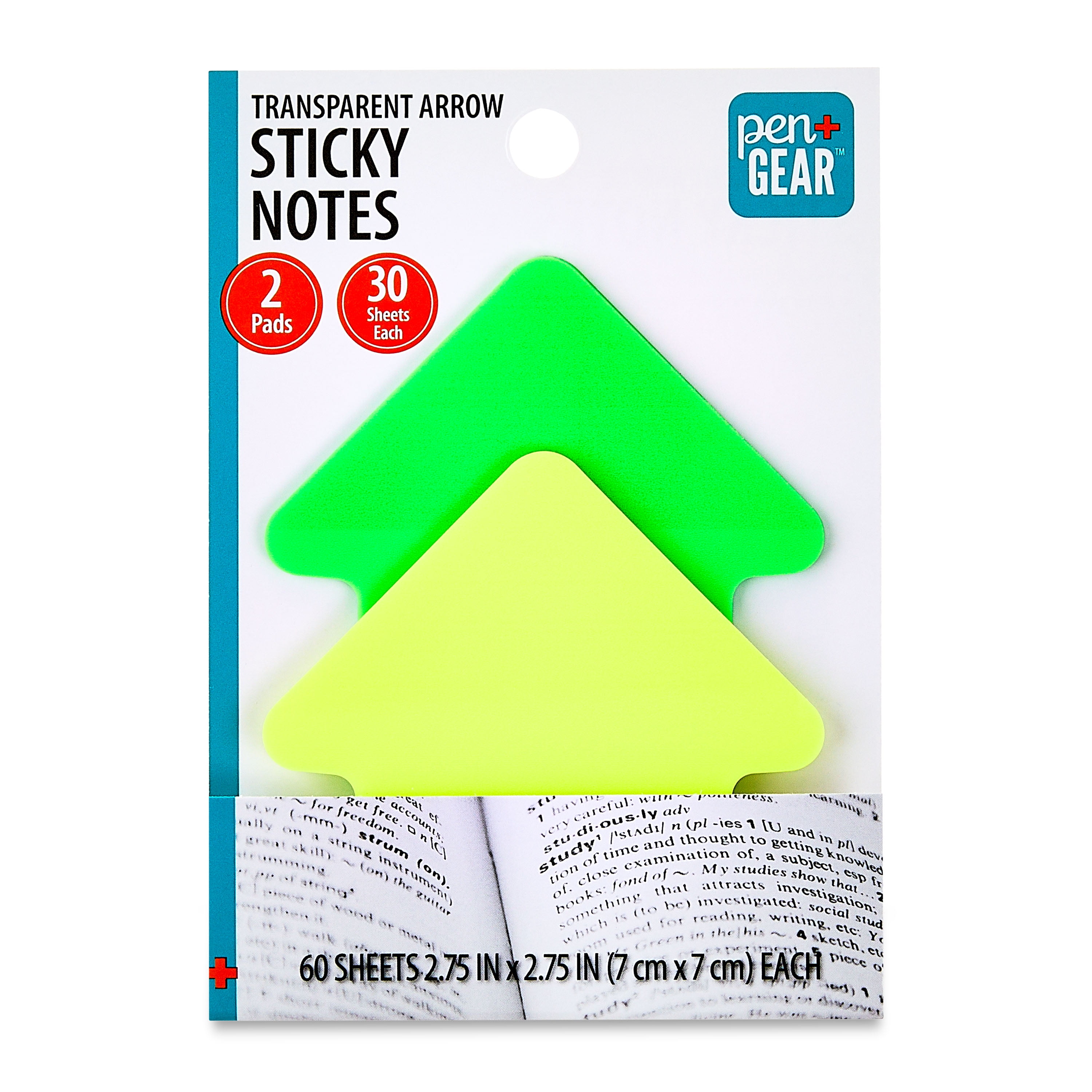 Pen+Gear Transparent Arrow Sticky Notes, 2.75" x 2.75", Yellow and ...