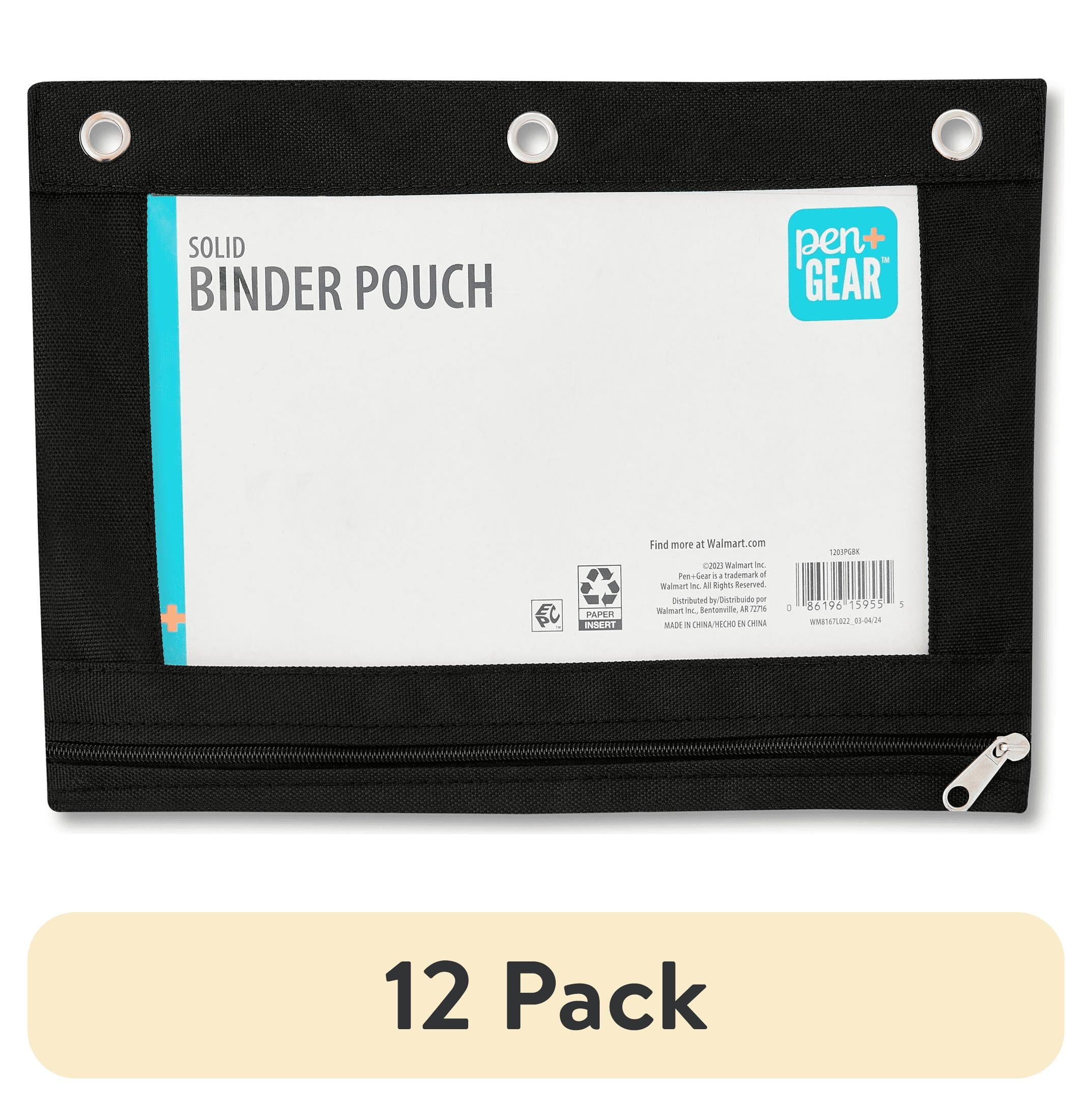 (12 pack) Pen + Gear Solid Polyester Binder Pouch Pencil Case, Black ...